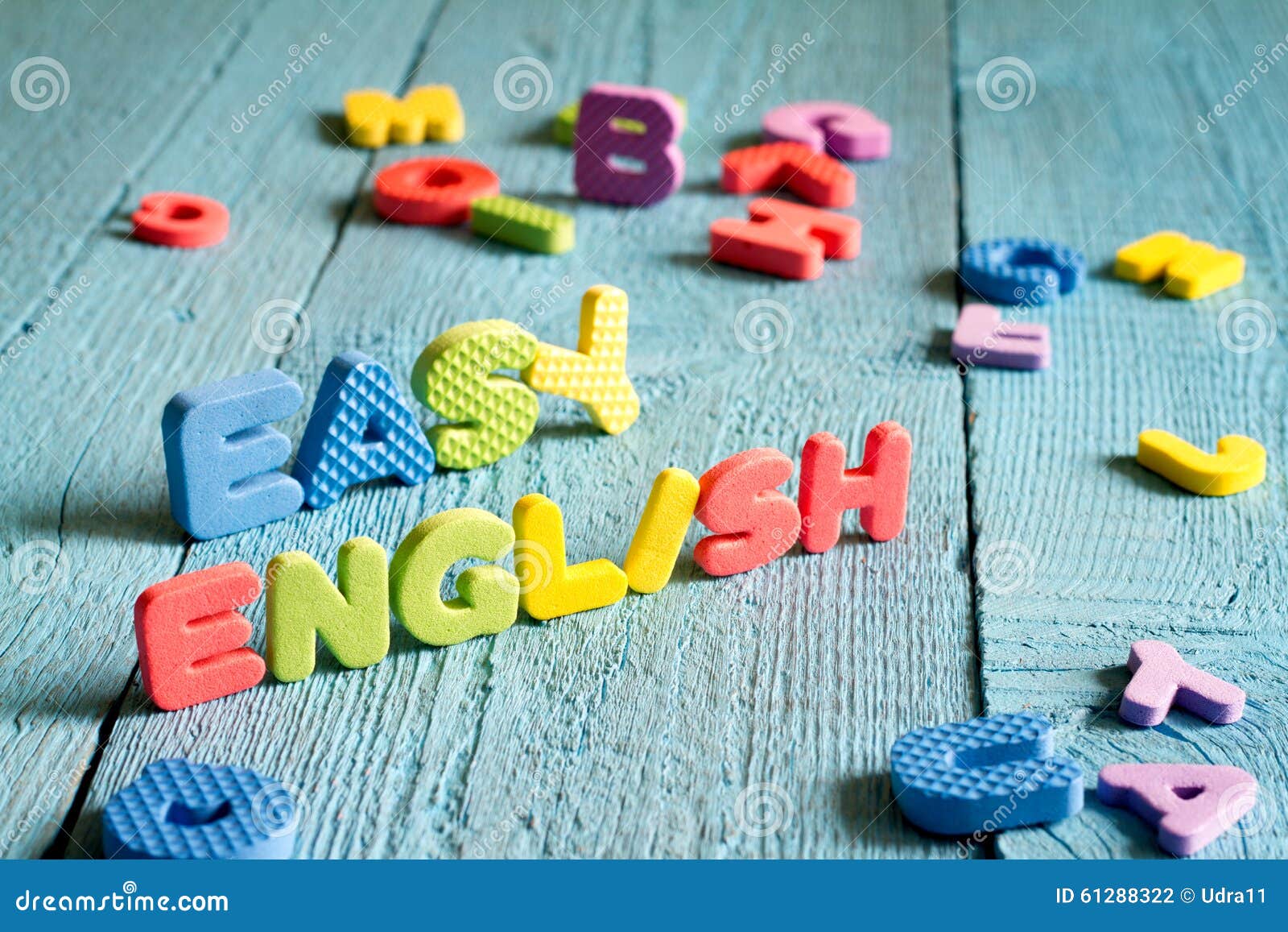 English is Easy To Learning Concept with Letters on Blue Boards Stock ...