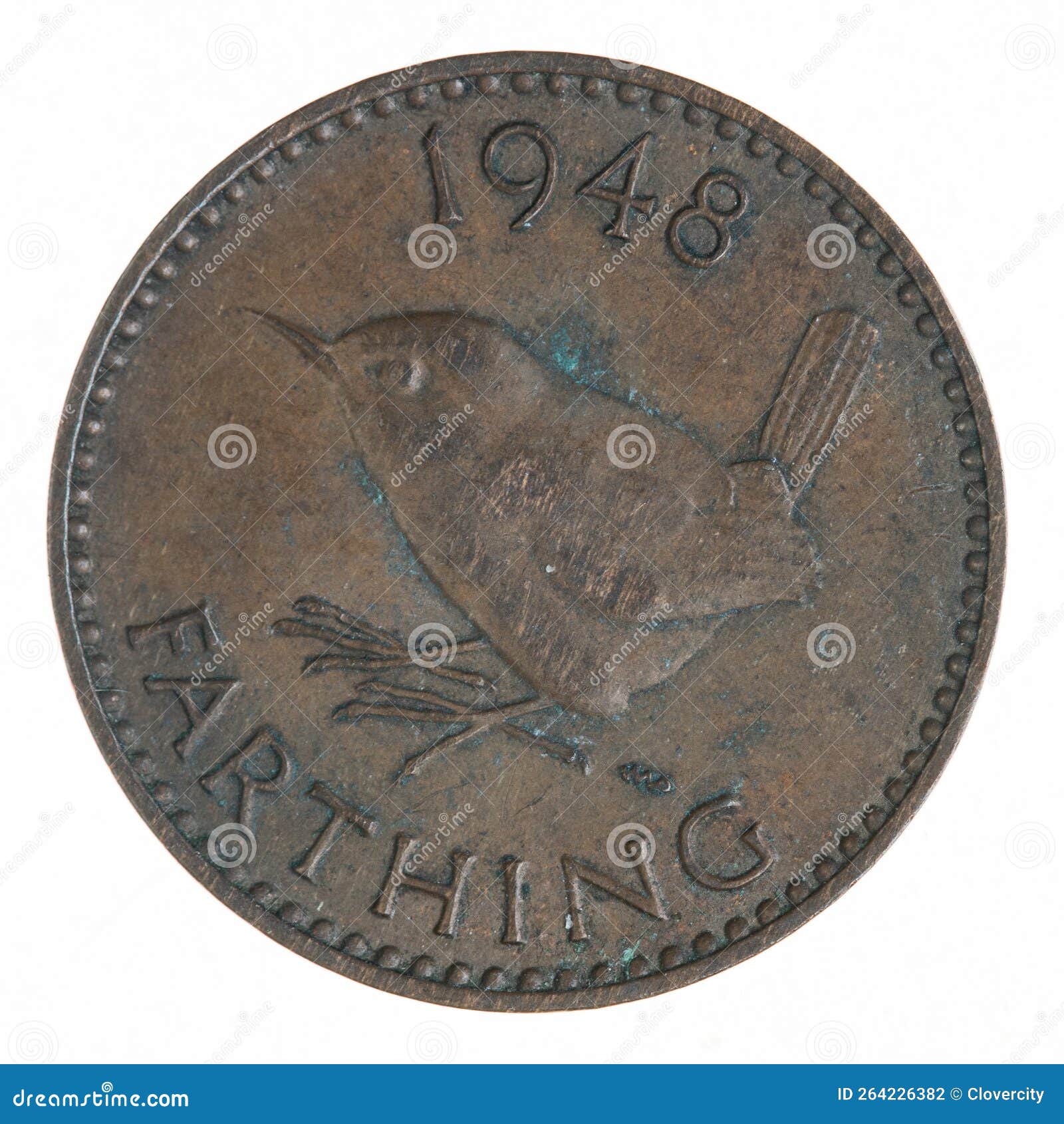 English 1948 Farthing Coin Bird Side Stock Photo - Image of 1948 ...