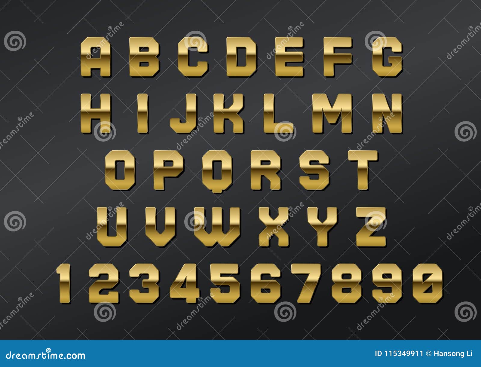 English Font Strong Bold Gold Stock Vector - Illustration of distortion ...