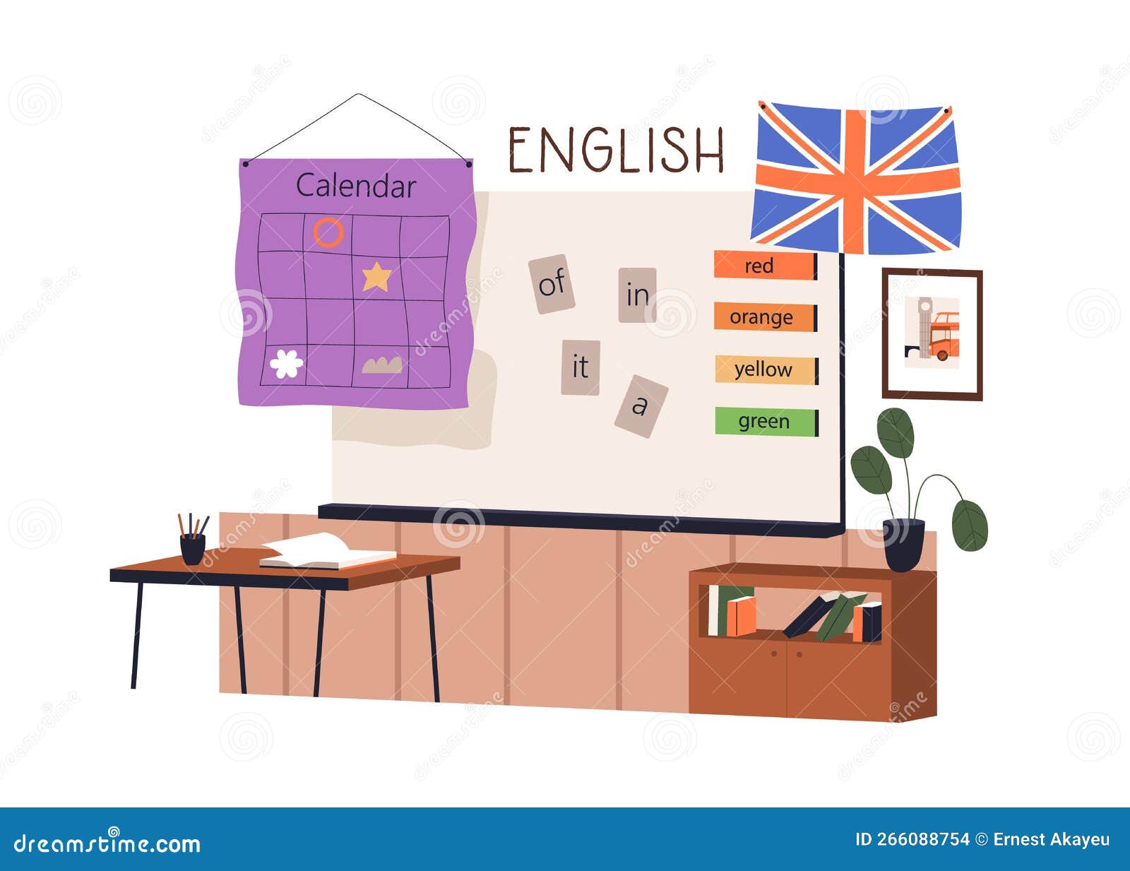 English Foreign Language Class. Empty Grammar Classroom of Elementary ...