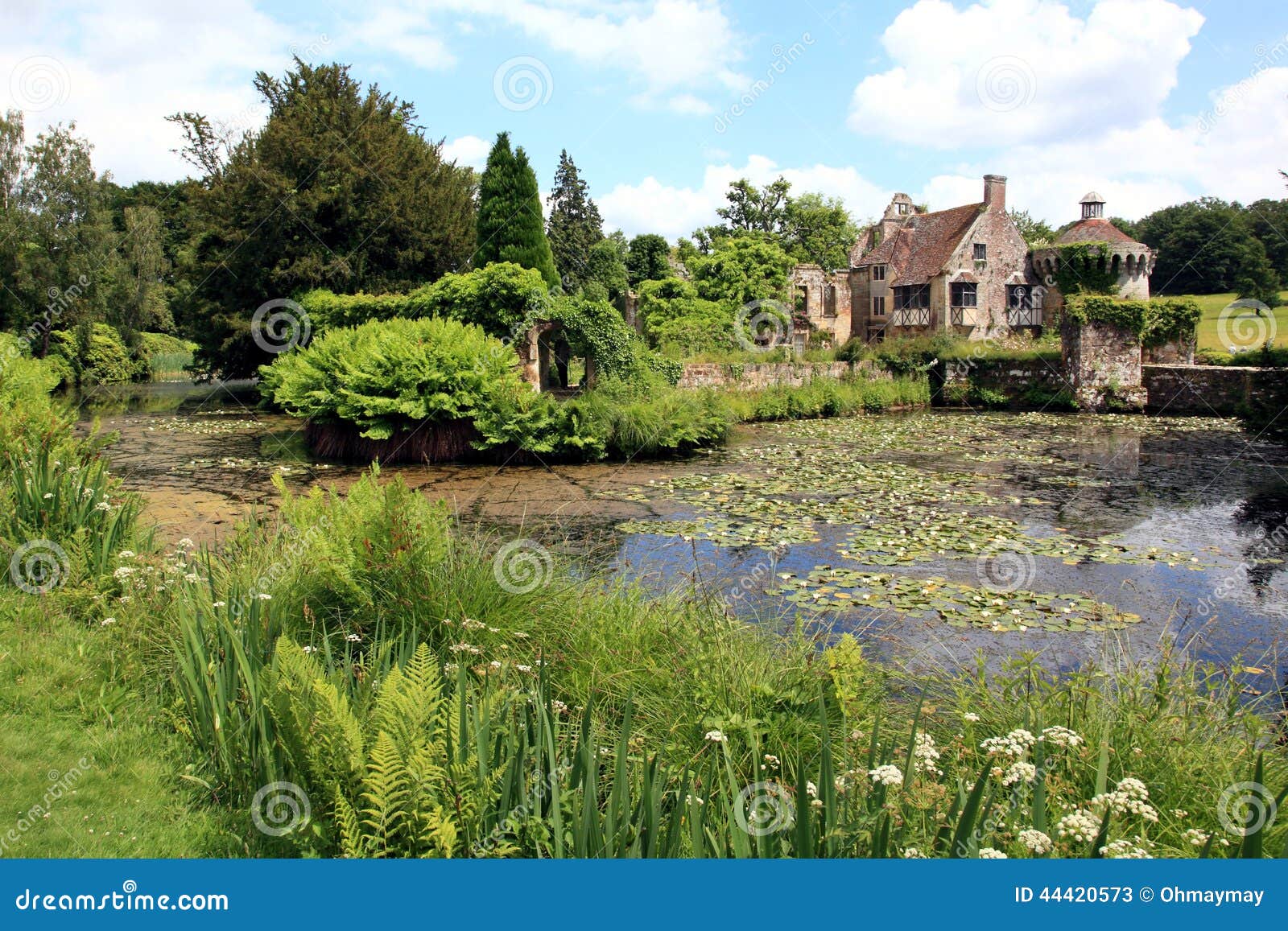 English Garden and Lake in Spring Stock Image - Image of building ...
