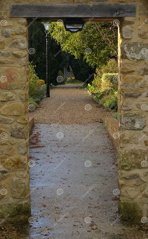 English Garden Passage stock image. Image of porch, castle - 725587