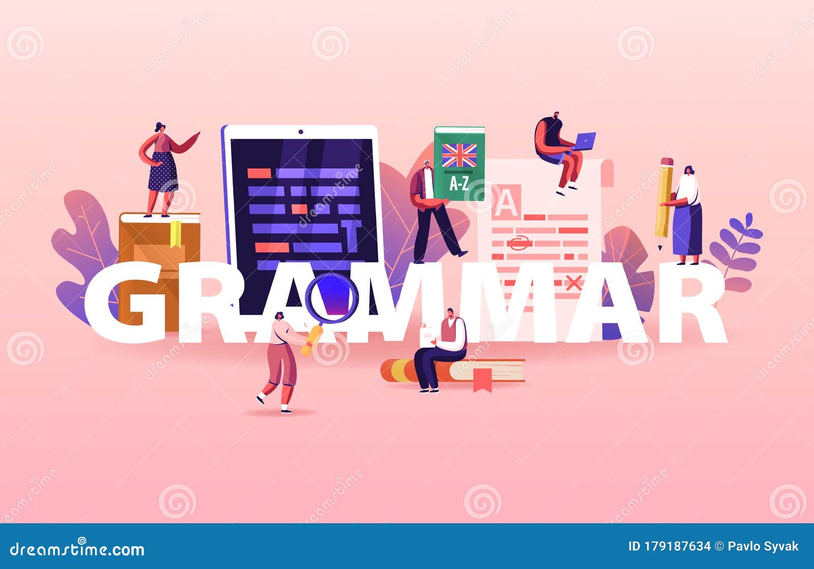 English Grammar Examination Concept. Tiny People Characters Correct ... English Grammar Examination Concept. Tiny People Characters Correct ...