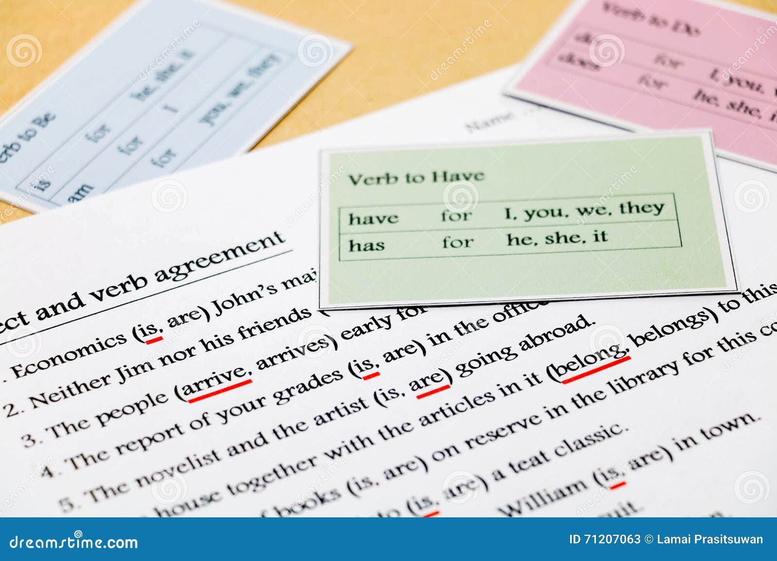 English Grammar Exercise on Table Stock Image - Image of choose ...