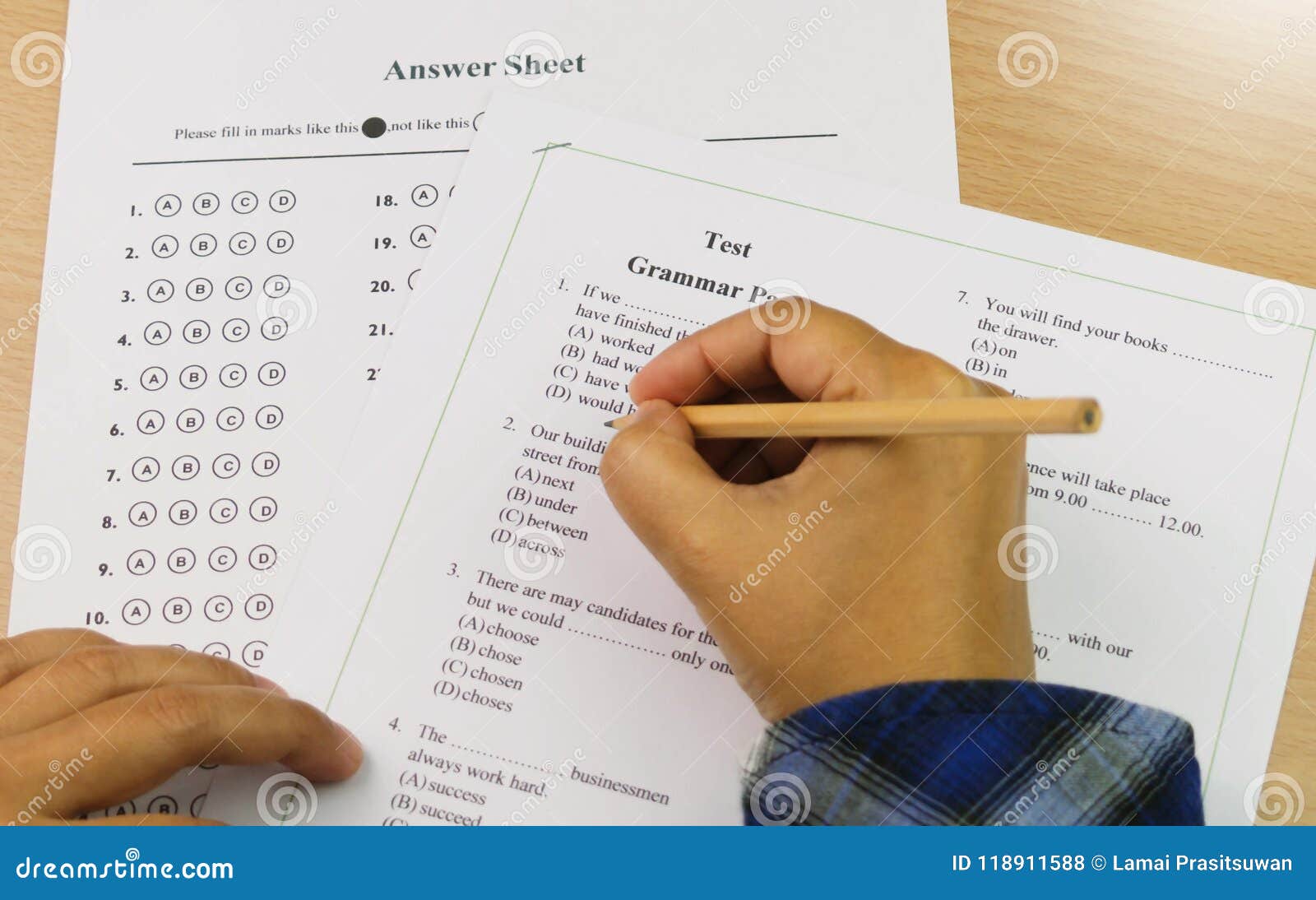 Grammar test on table stock photo. Image of test, pencil - 118911588