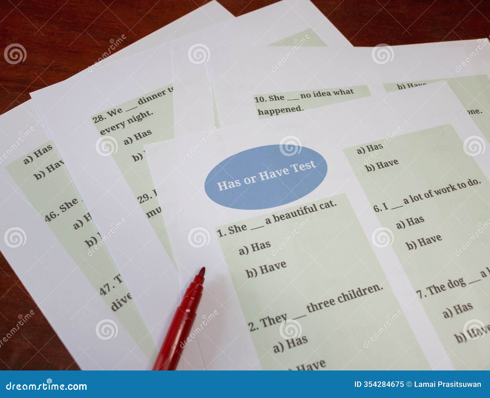 English grammar test sheet stock image. Image of exercise - 354284675