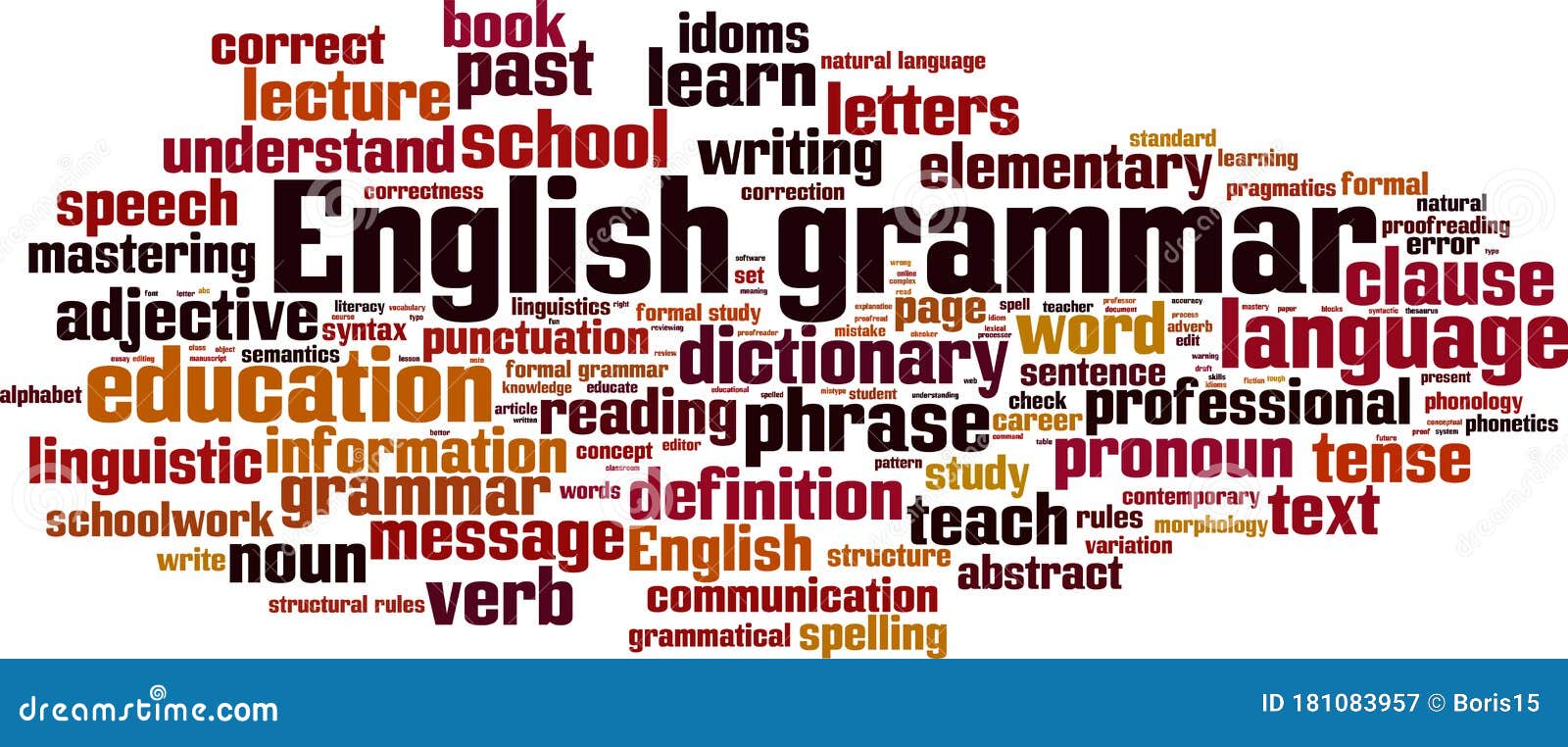 English Grammar Word Cloud Cartoon Vector | CartoonDealer.com #181083957