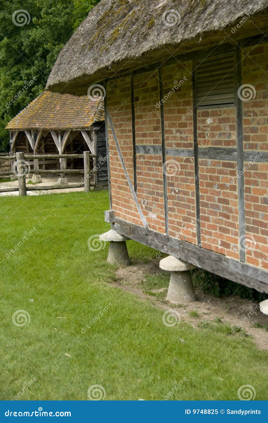 English Granary with Staddlestones. Stock Image - Image of rural, farm ...
