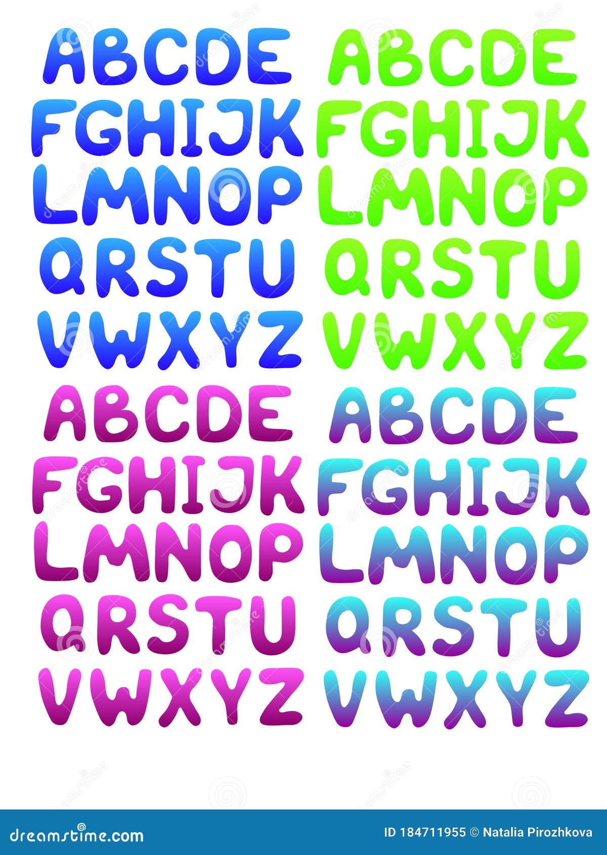 English Hand-drawn Colored Alphabet Stock Vector - Illustration of ...