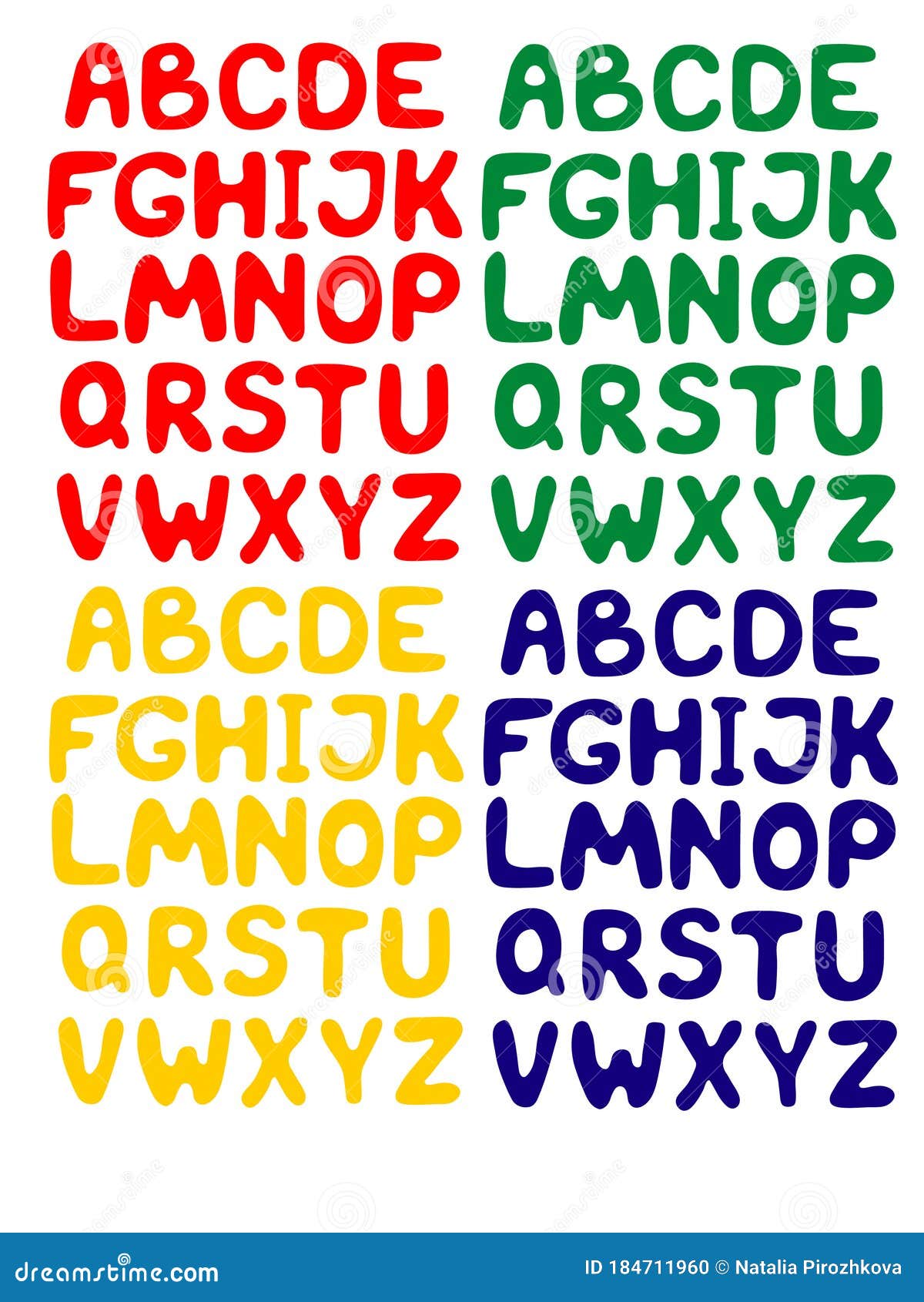 English Hand-drawn Colored Alphabet Stock Vector - Illustration of ...
