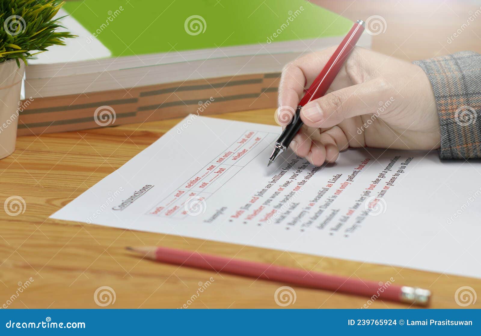 English Homework and Exercise on Wooden Table Stock Photo - Image of ...