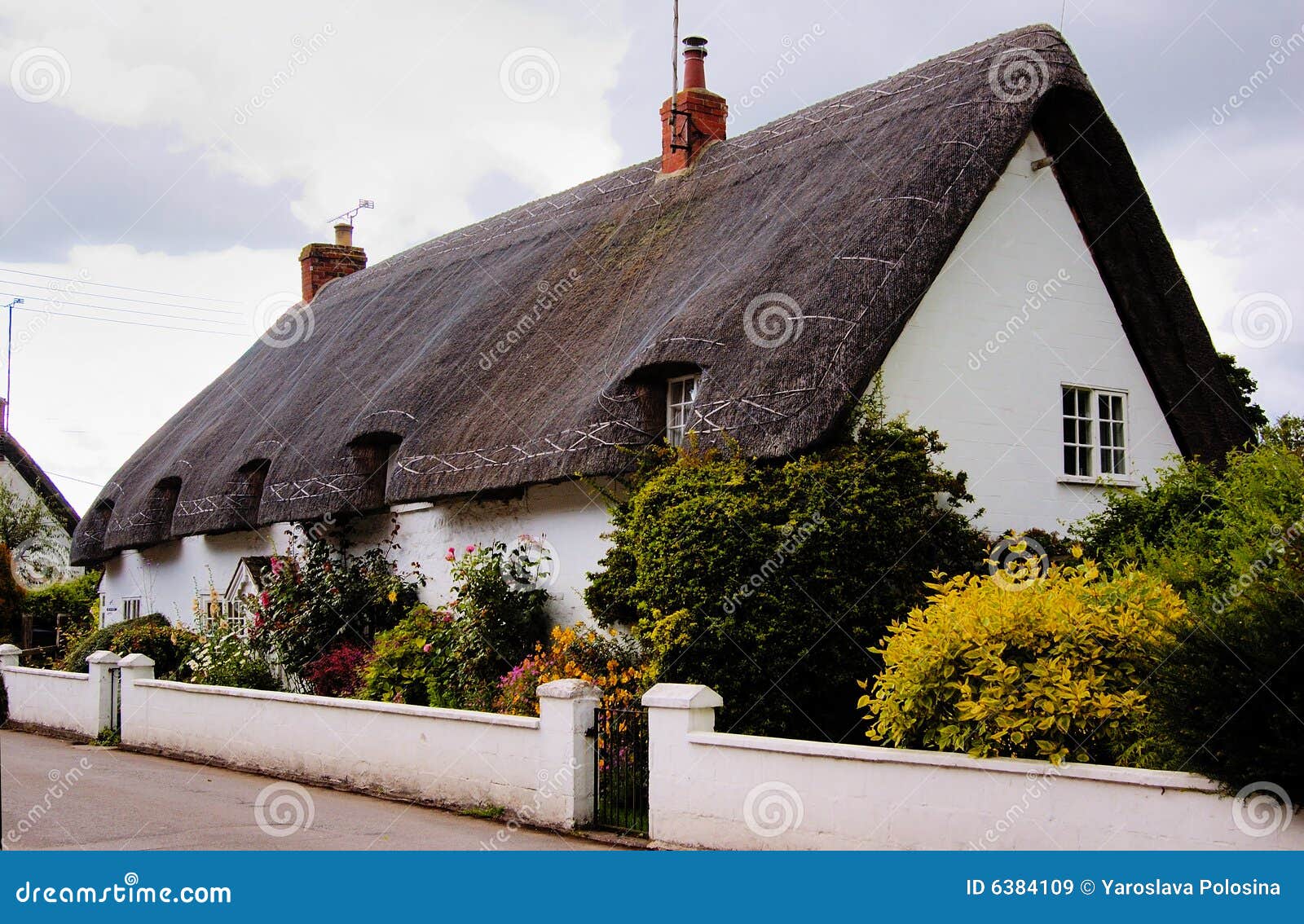 English House with Straw Roof Stock Image - Image of country ...