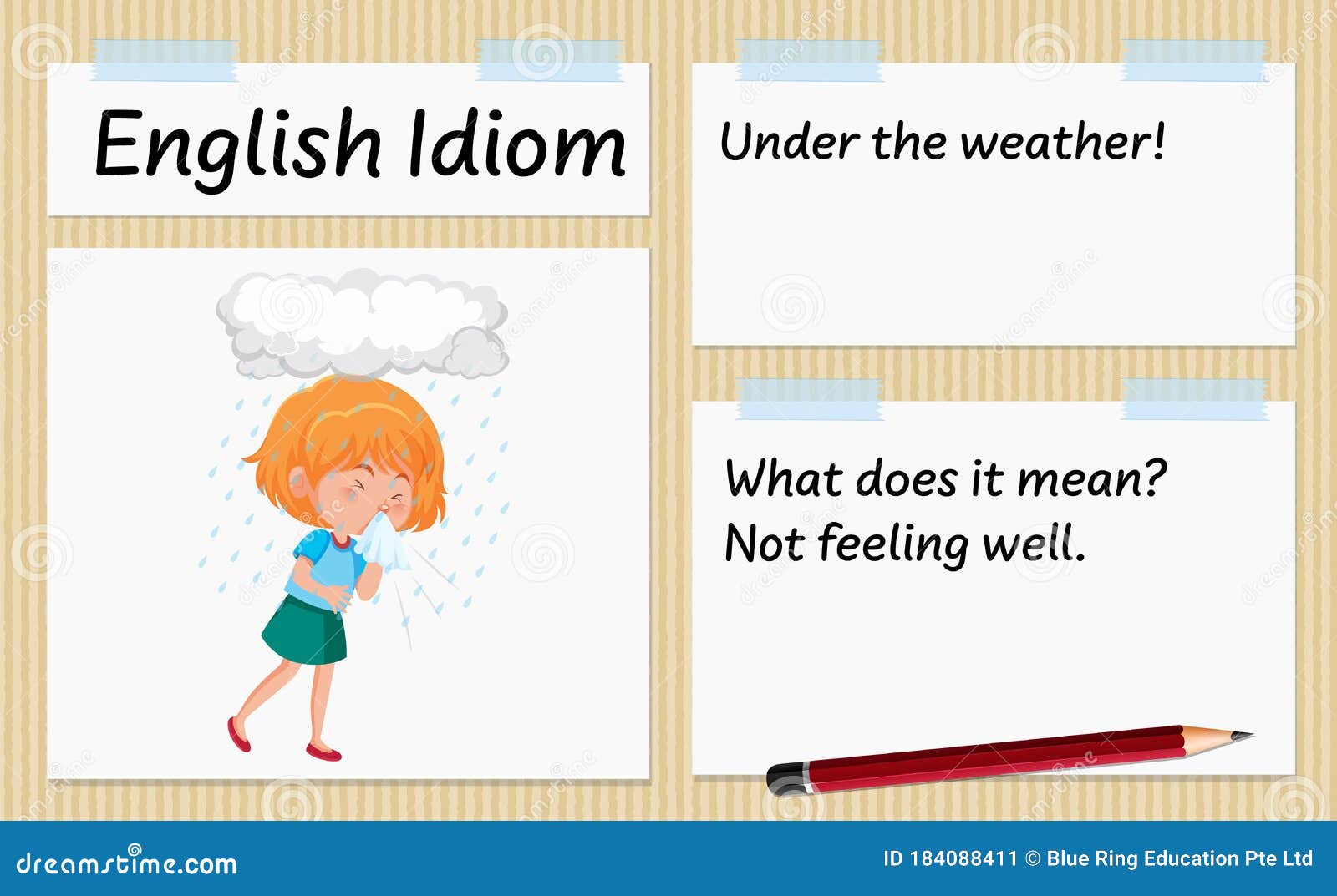 English Idiom Under the Weather Template Stock Vector - Illustration of ... English Idiom Under the Weather Template Stock Vector - Illustration of ...