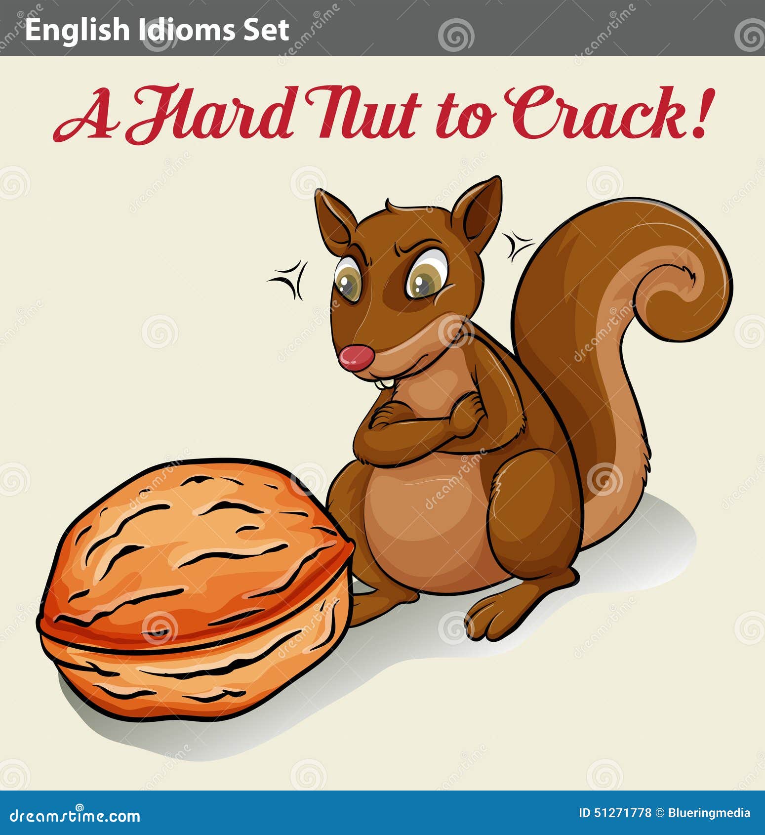 English Idom Showing a Hard Nut Stock Vector - Illustration of hair ...