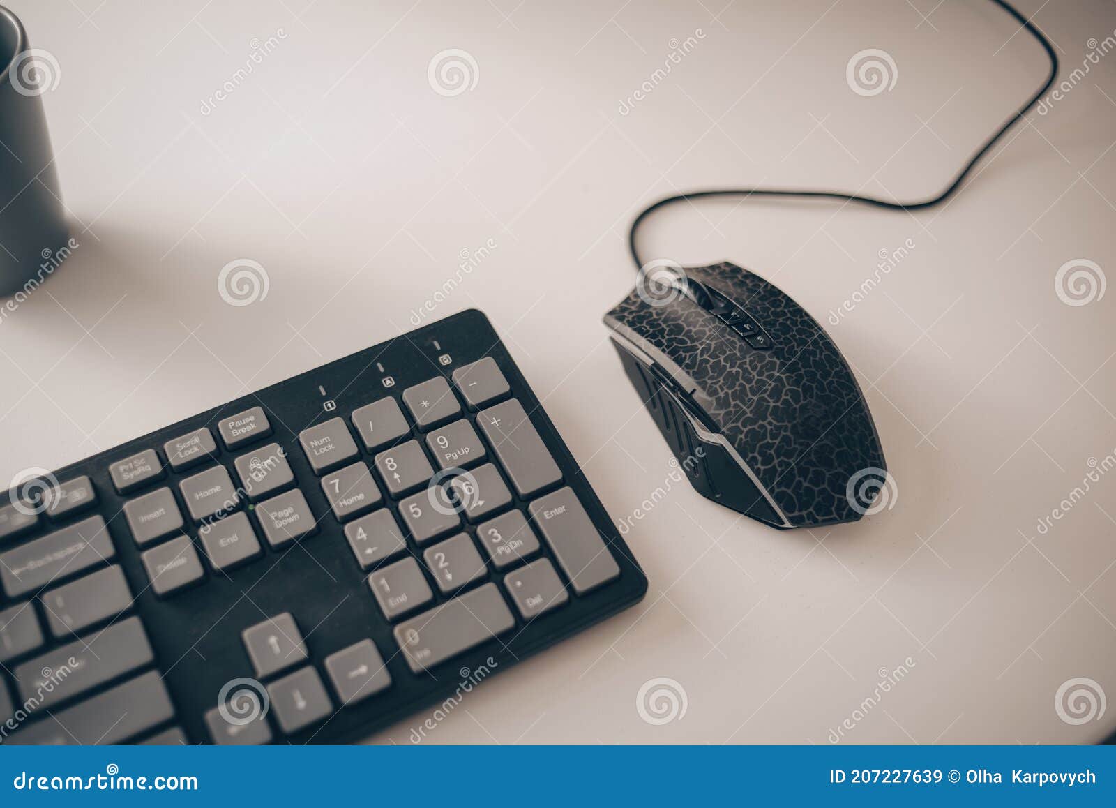 The English Keyboard is on a White Table and a Mouse Stock Image ...