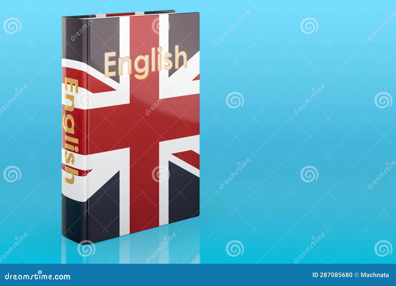 English Language Course. English Language Textbook on Blue Backdrop. 3D ...