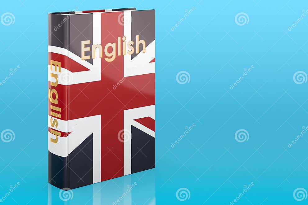 English Language Course. English Language Textbook on Blue Backdrop. 3D ...