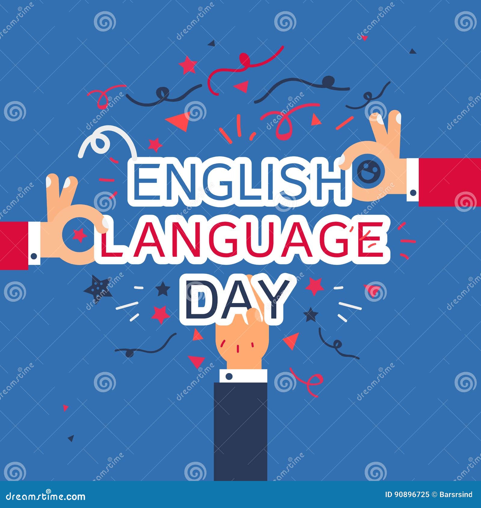 English Language Day Banner Stock Illustration - Illustration of ...