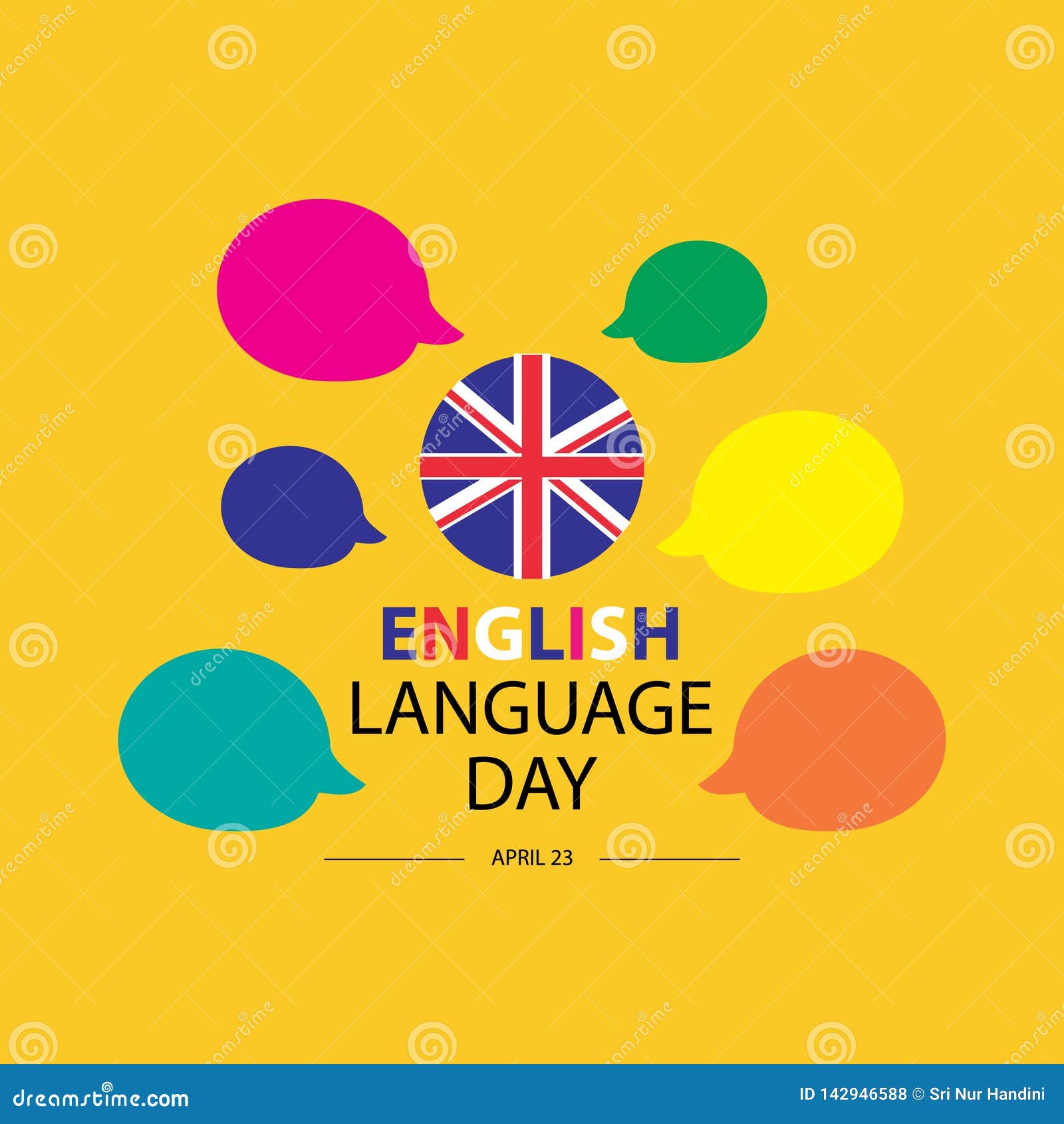 English Language Day Concept. April 23 Stock Illustration ...