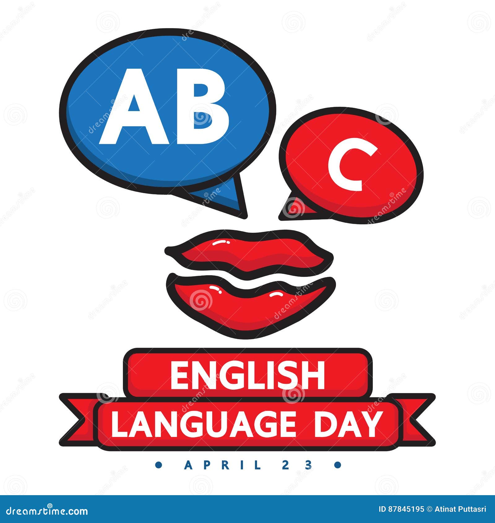 English Language Day Vector Cartoon Stock Vector - Illustration of ...