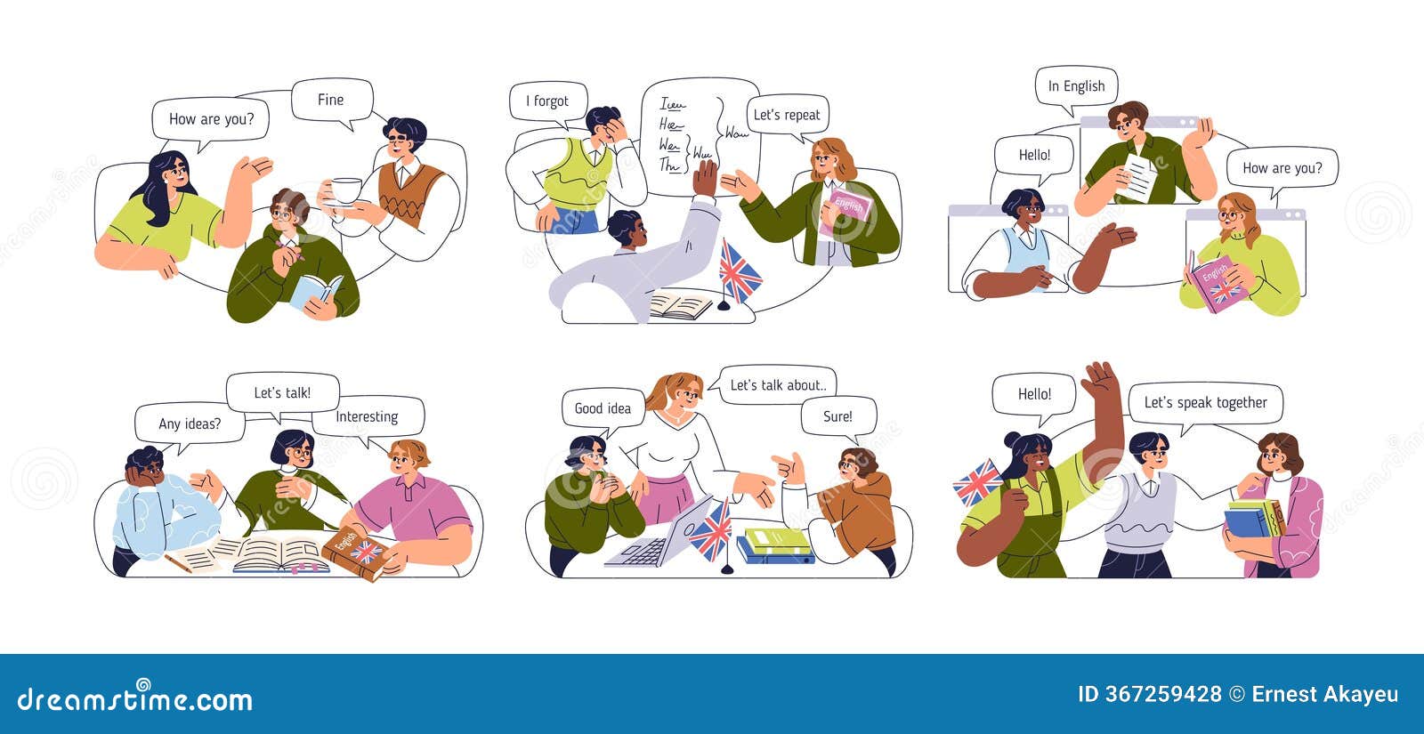 English Language Learn At School Icons Set Vector | CartoonDealer.com ...