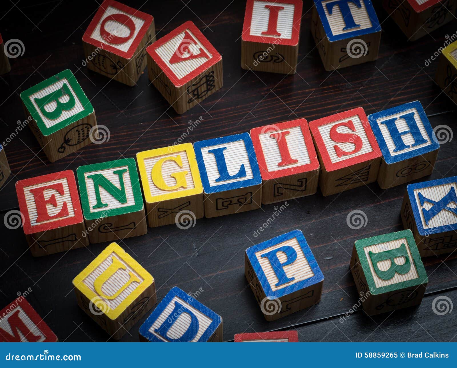 English Language Course And Learning Concept. Stack Of Books With ...