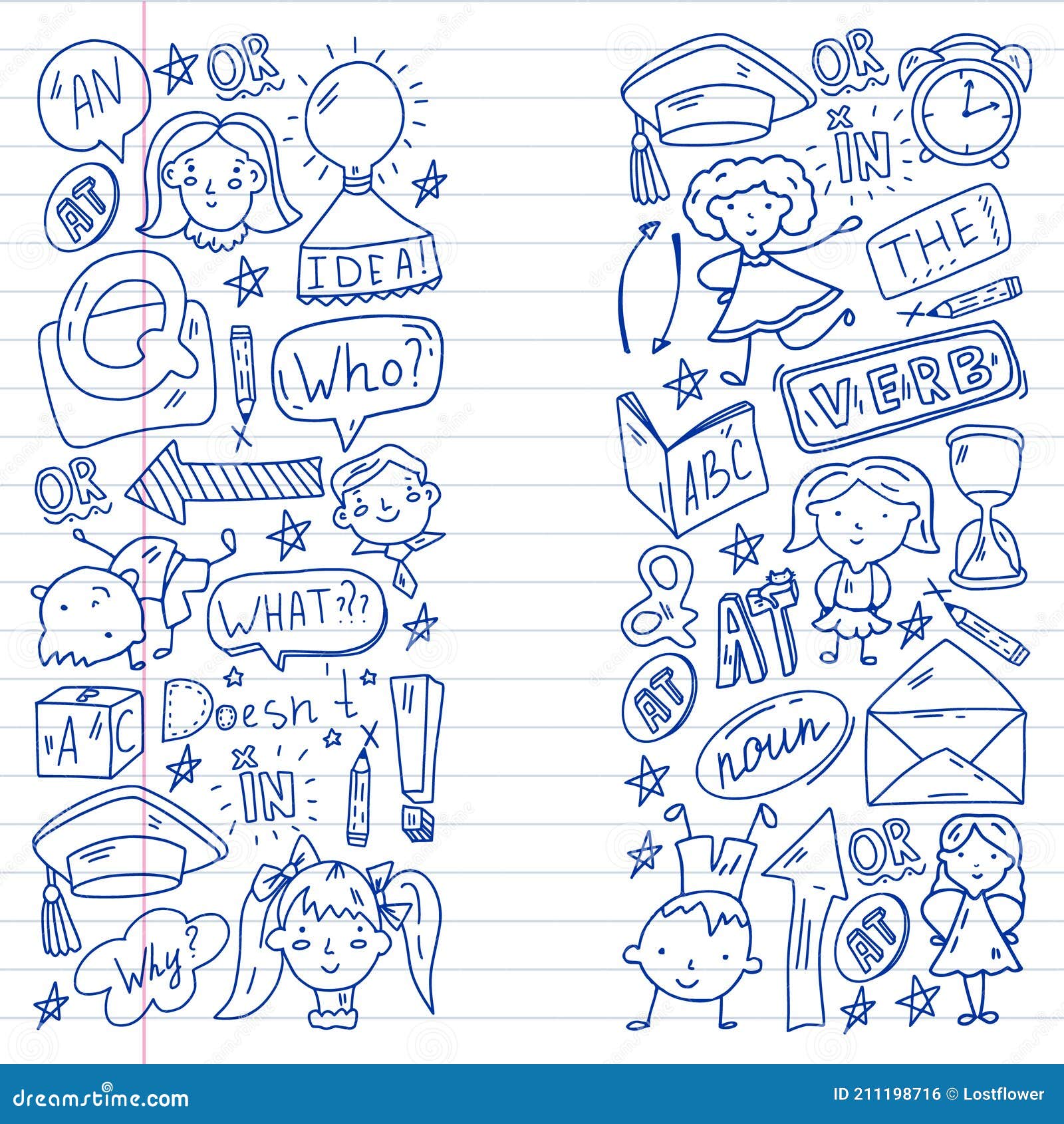 English Language. Flat Design, Vector Pattern. Stock Vector ...