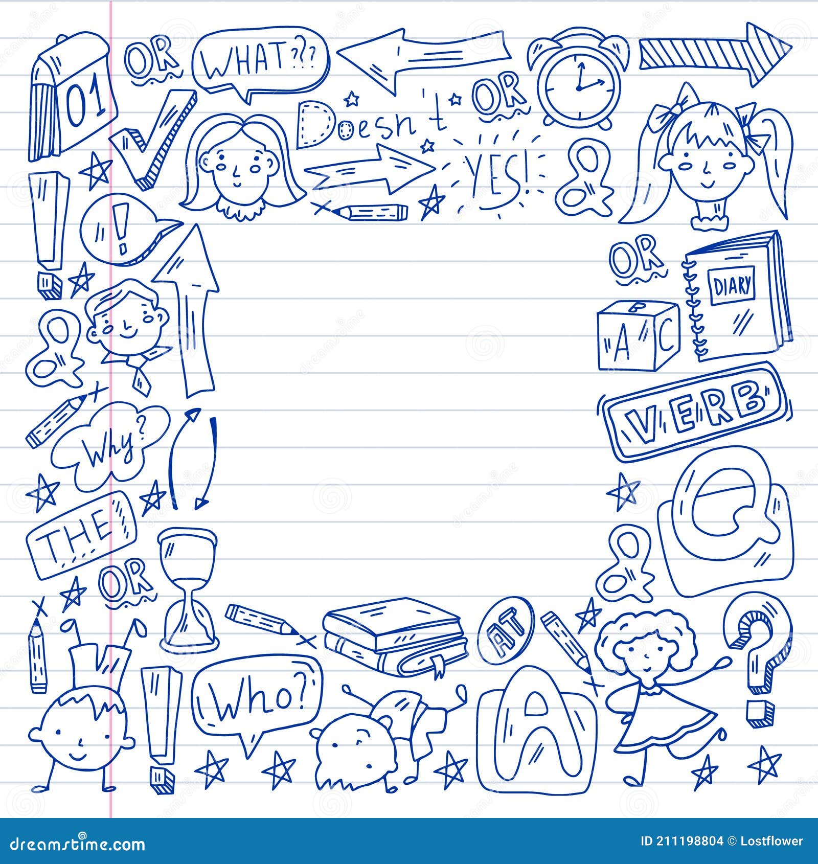 English Language. Flat Design, Vector Pattern. Stock Vector ...