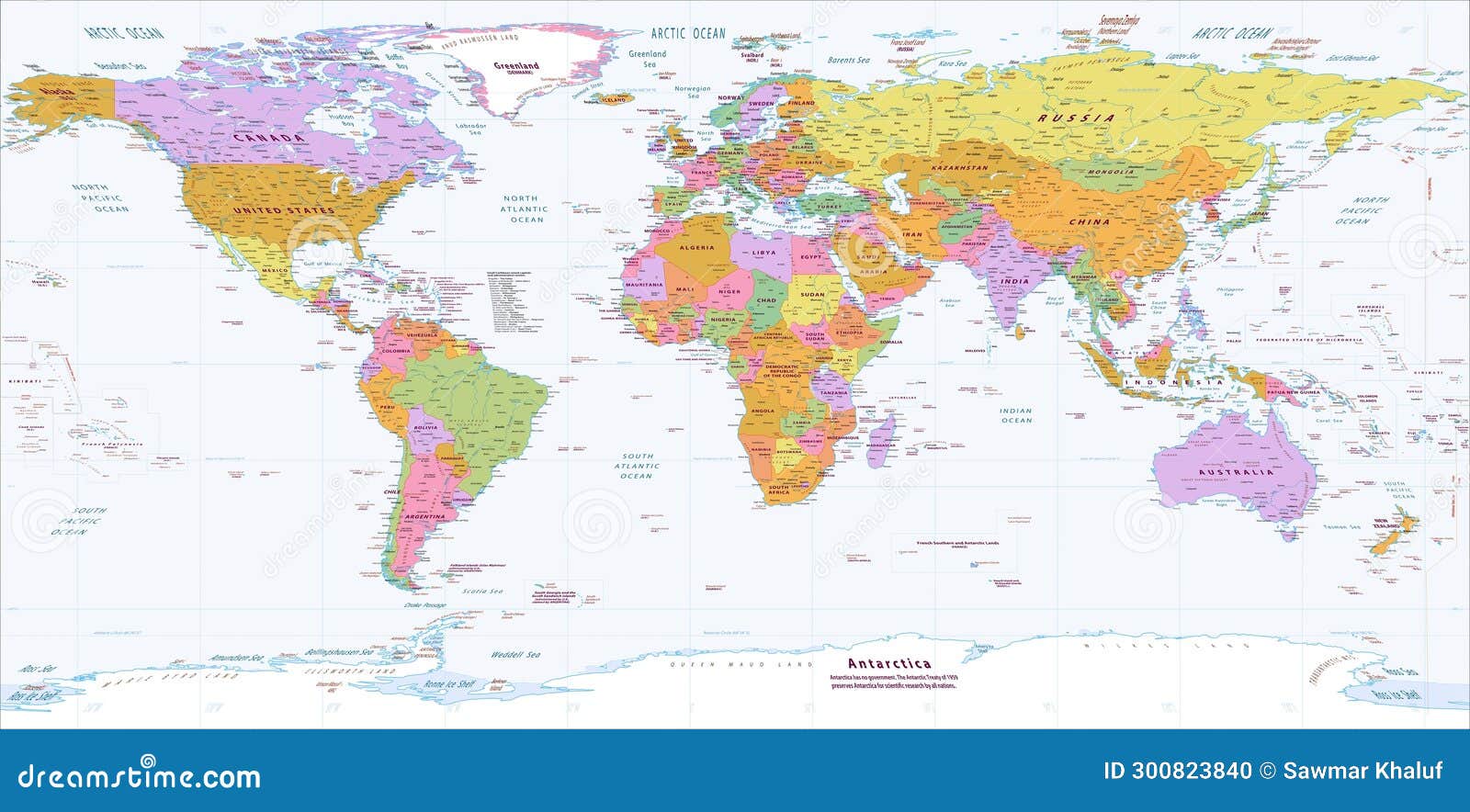 English Language Political World Map Stock Vector - Illustration of ...