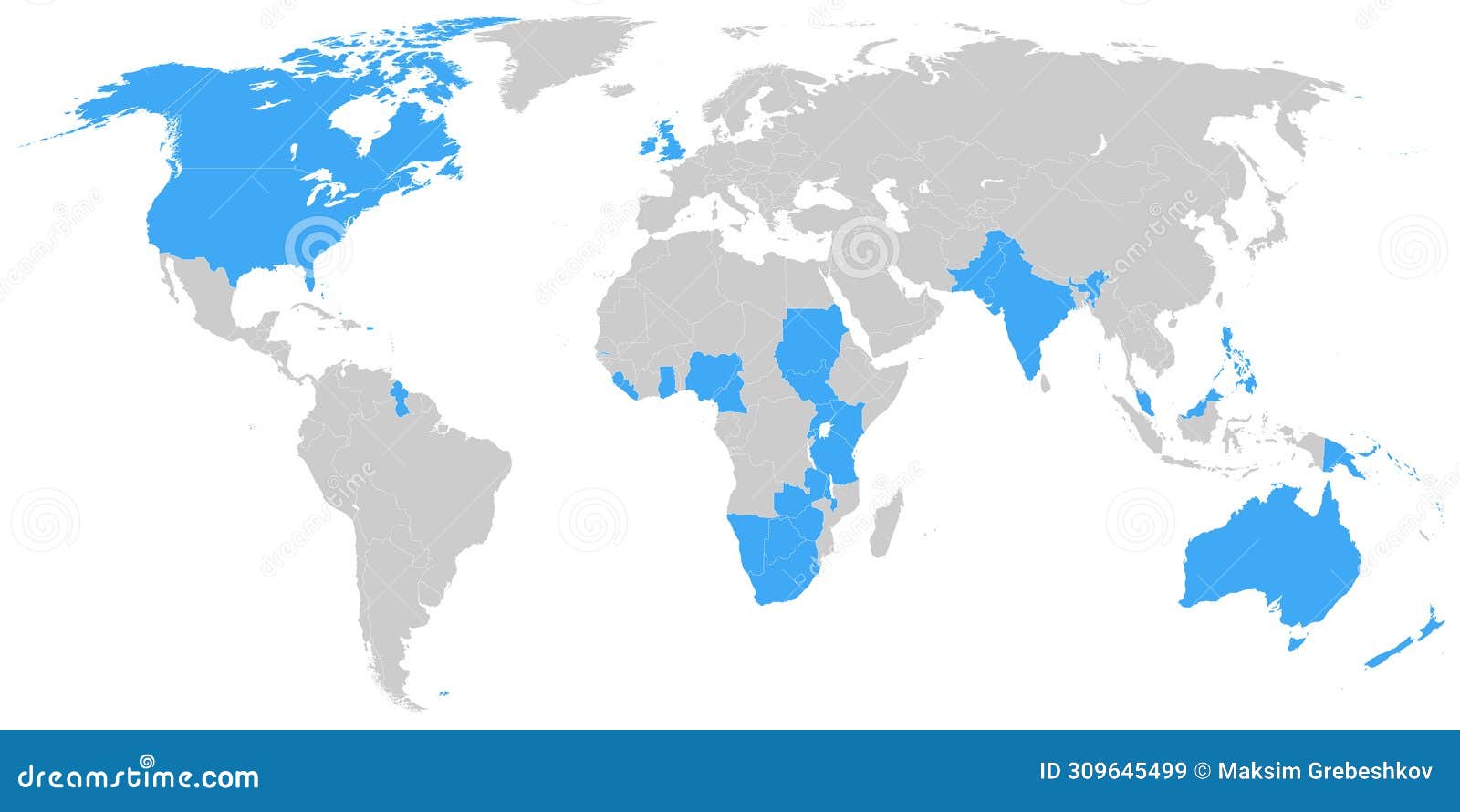 English Language Speaking Countries on Map of the World Stock Vector ...