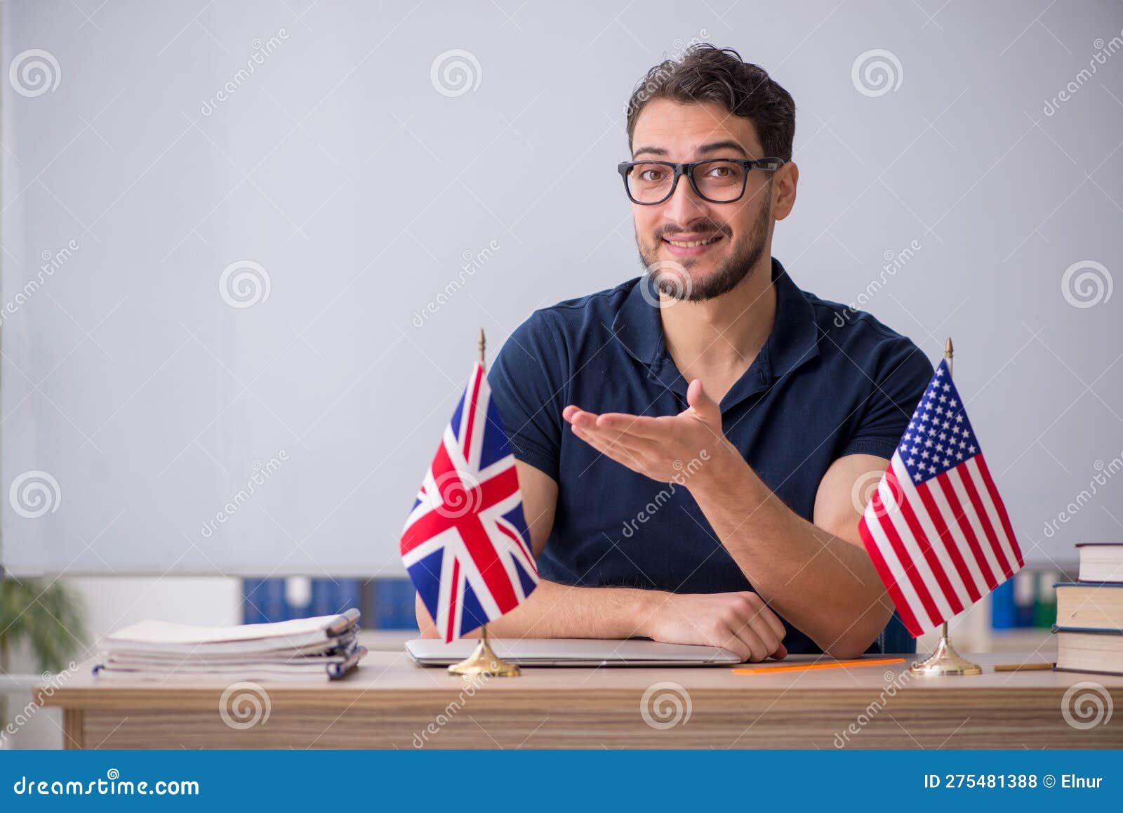 Male English Language Teacher in Front of White Board Stock Photo ...