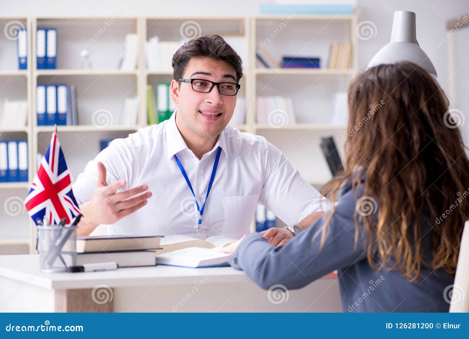 The English Language Training with Teacher and Student Stock Photo ...