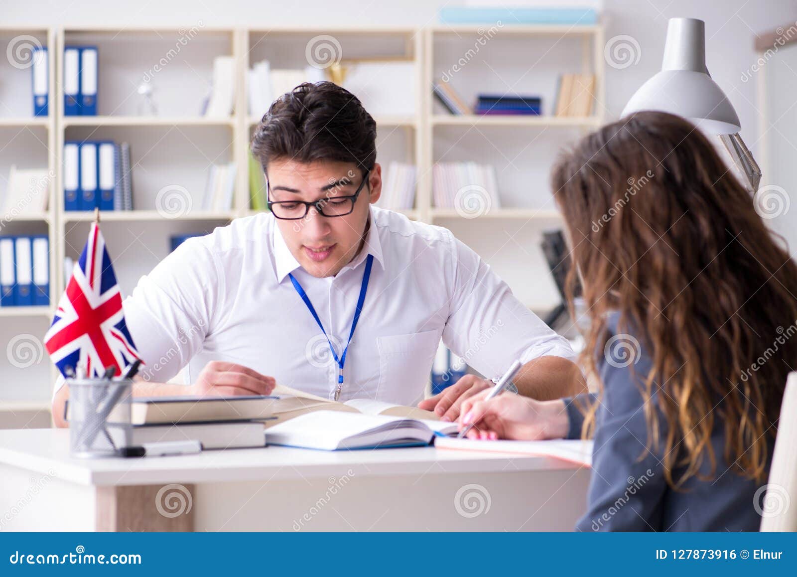 The English Language Training with Teacher and Student Stock Photo ...