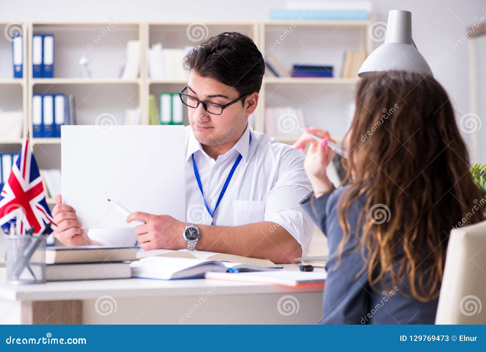 The English Language Training with Teacher and Student Stock Image ...