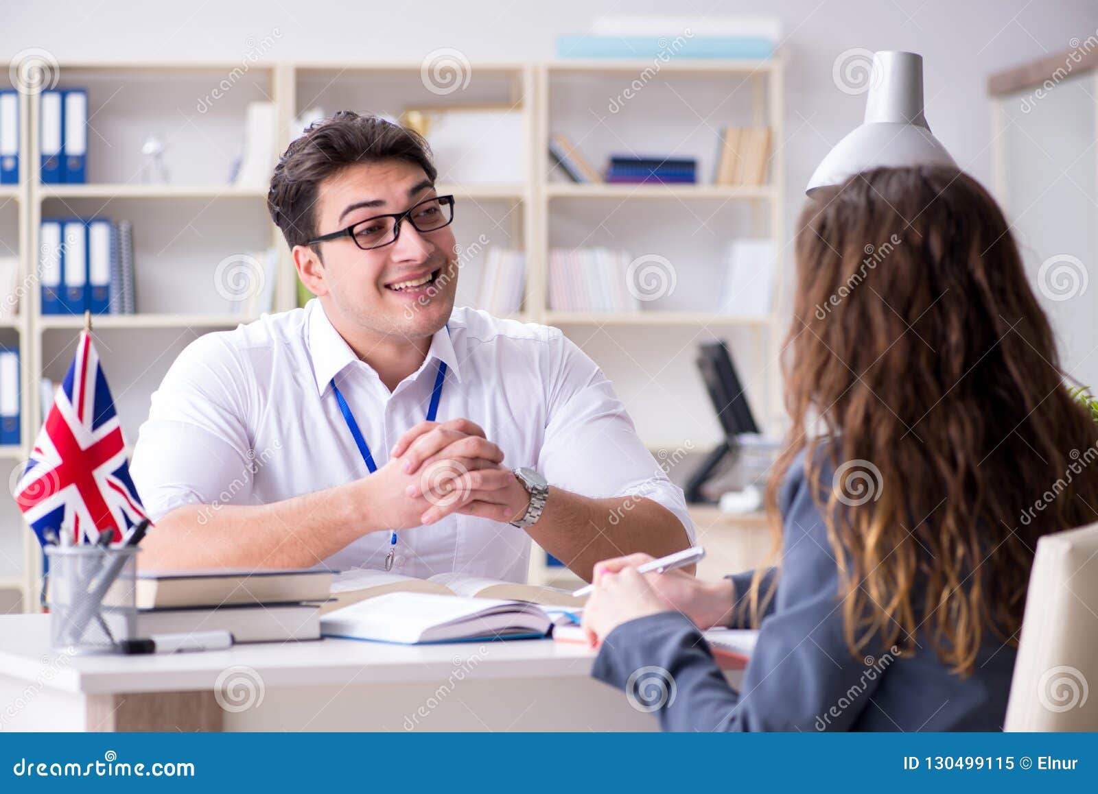 The English Language Training with Teacher and Student Stock Image ...
