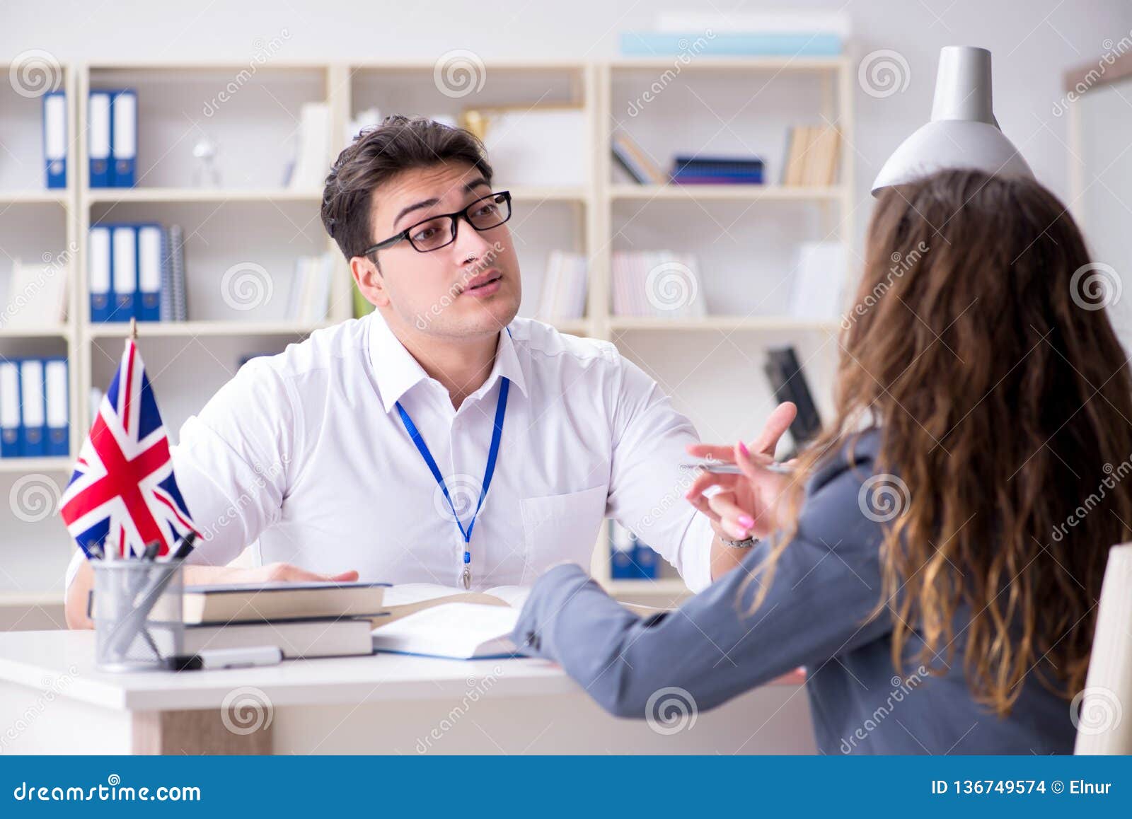 The English Language Training with Teacher and Student Stock Photo ...