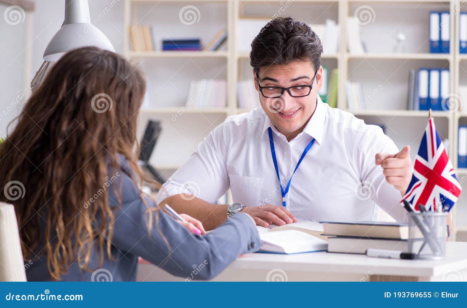 English Language Training with Teacher and Student Stock Image - Image ...