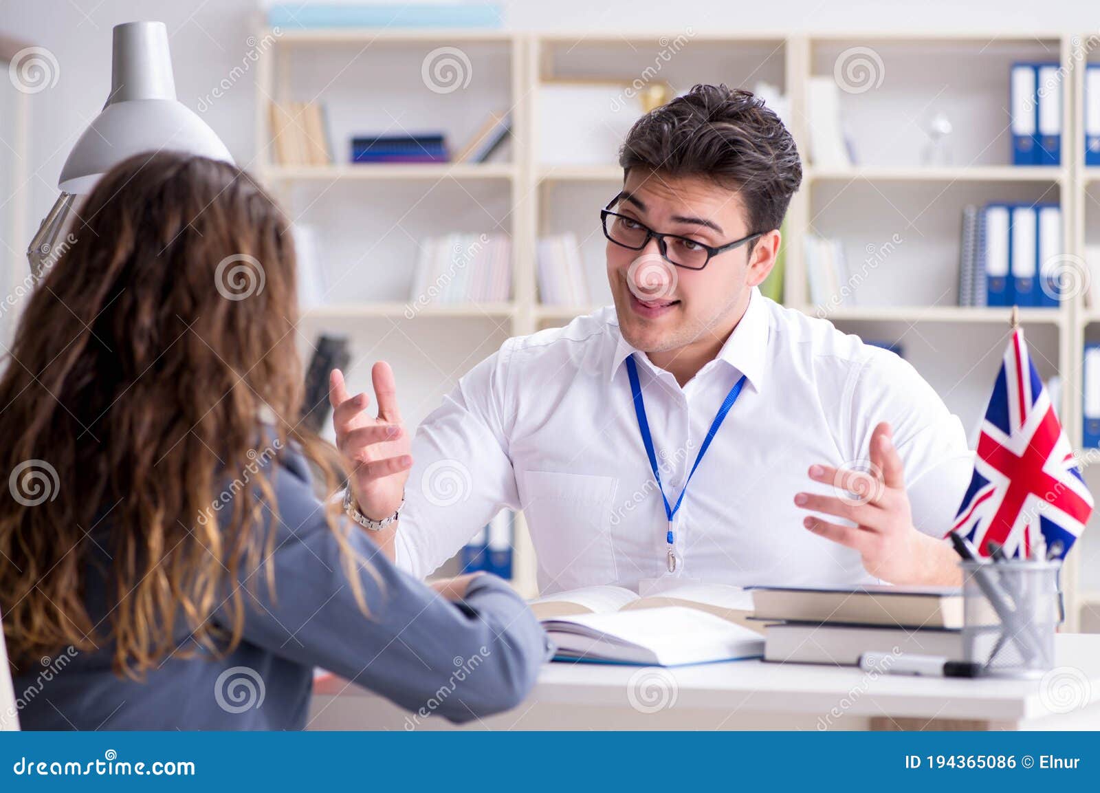 English Language Training with Teacher and Student Stock Photo - Image ...