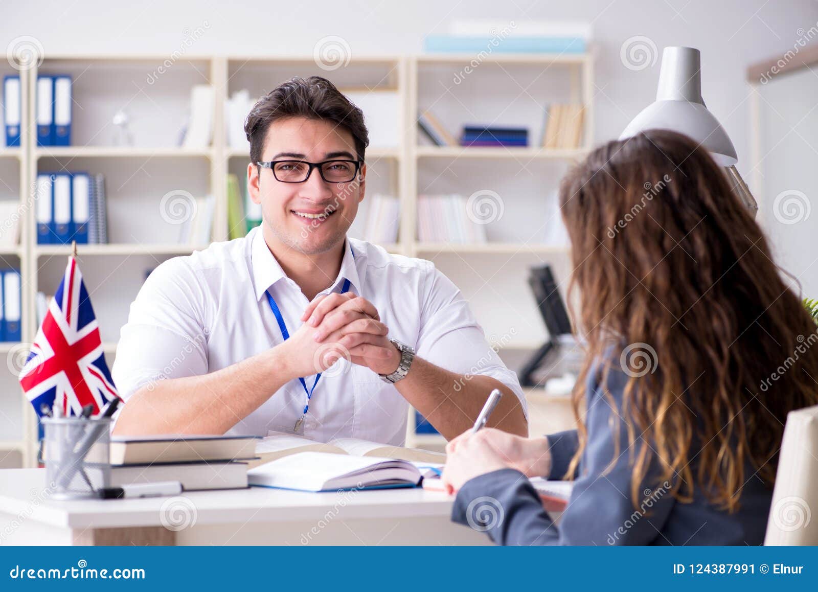 The English Language Training with Teacher and Student Stock Image ...