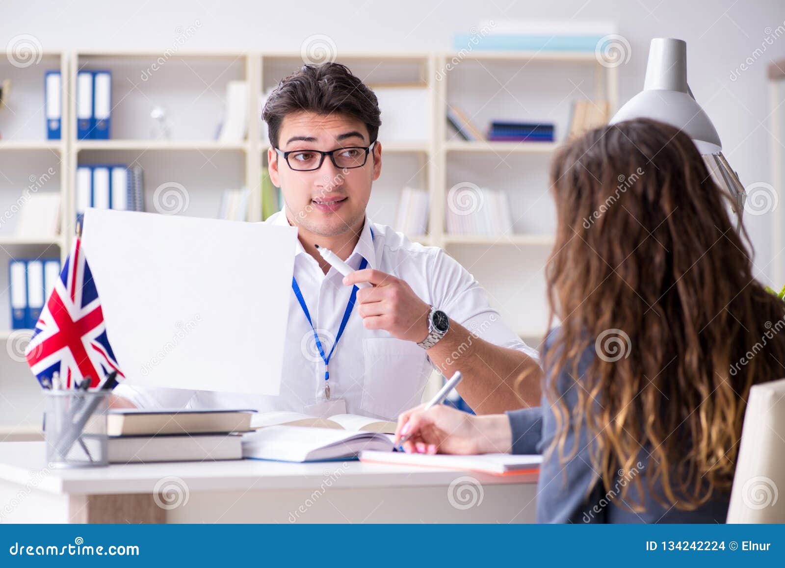 The English Language Training with Teacher and Student Stock Photo ...