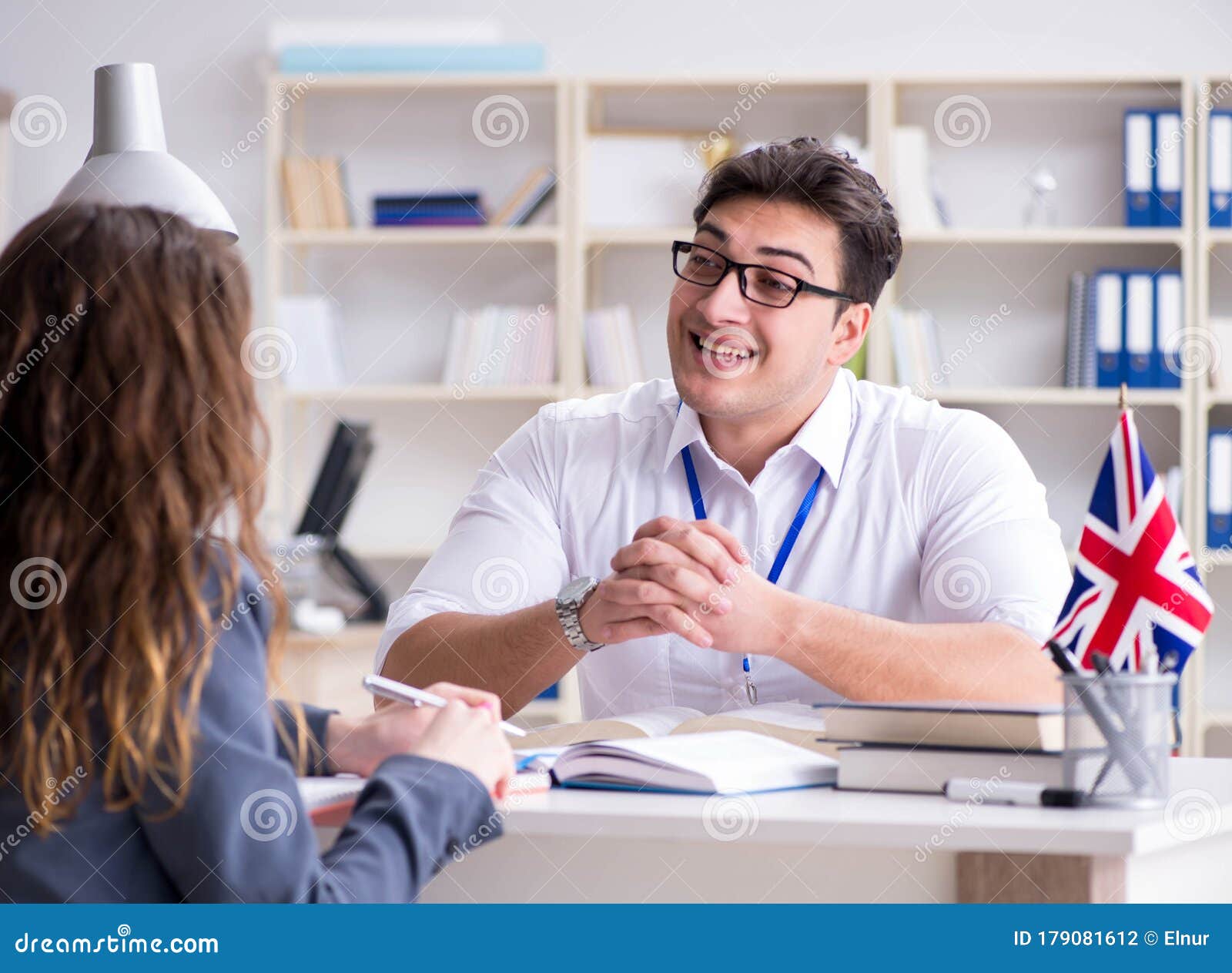 English Language Training with Teacher and Student Stock Photo - Image ...