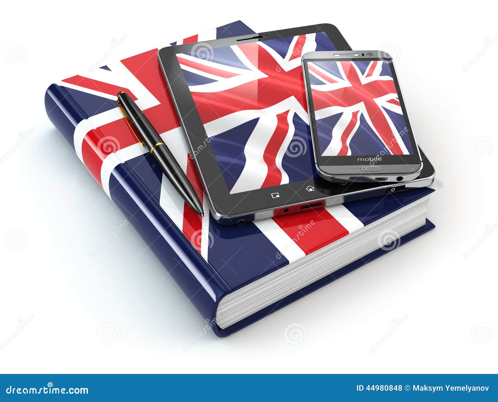 English Learning. Mobile Devices, Smartphone, Tablet Pc and Book Stock ...