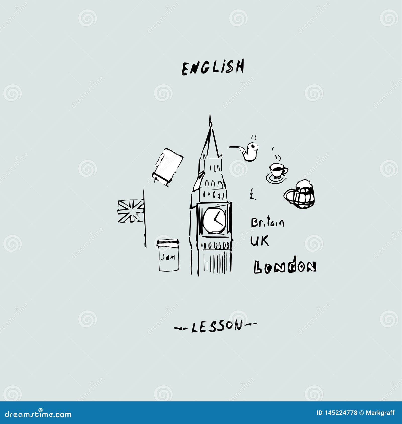 English Lesson. Freehand Drawing Concept. Stock Vector - Illustration ...