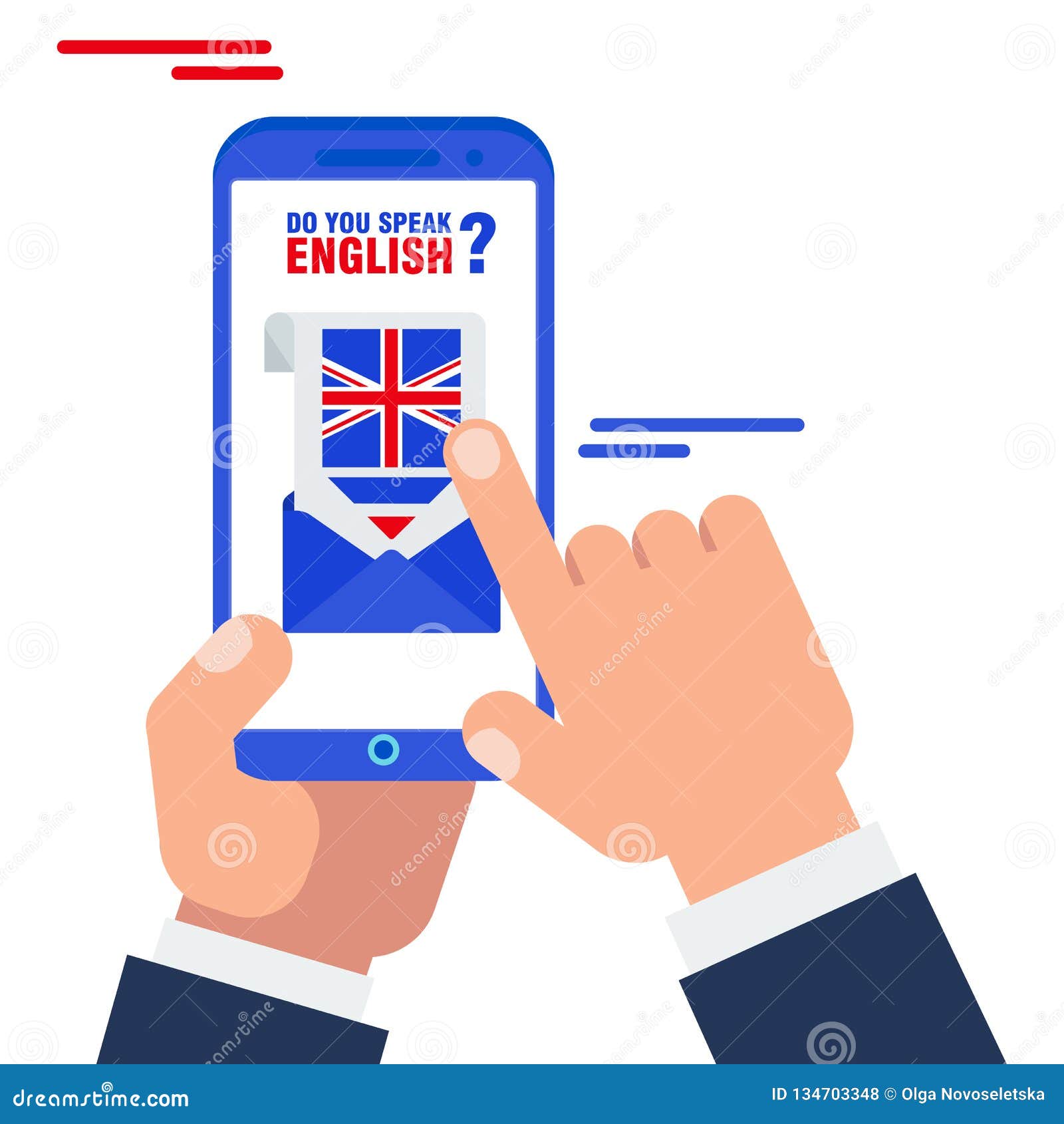 English Lesson on the Screen of a Mobile Phone. Individual Study of a ...