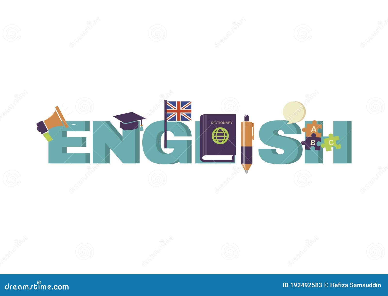 English Lettering Design. Vector Illustration Decorative Design Stock ...