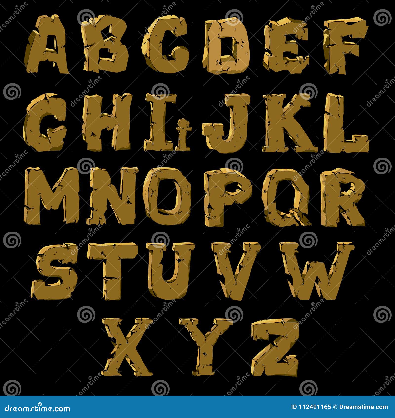 Stone alphabet stock vector. Illustration of concept - 112491165