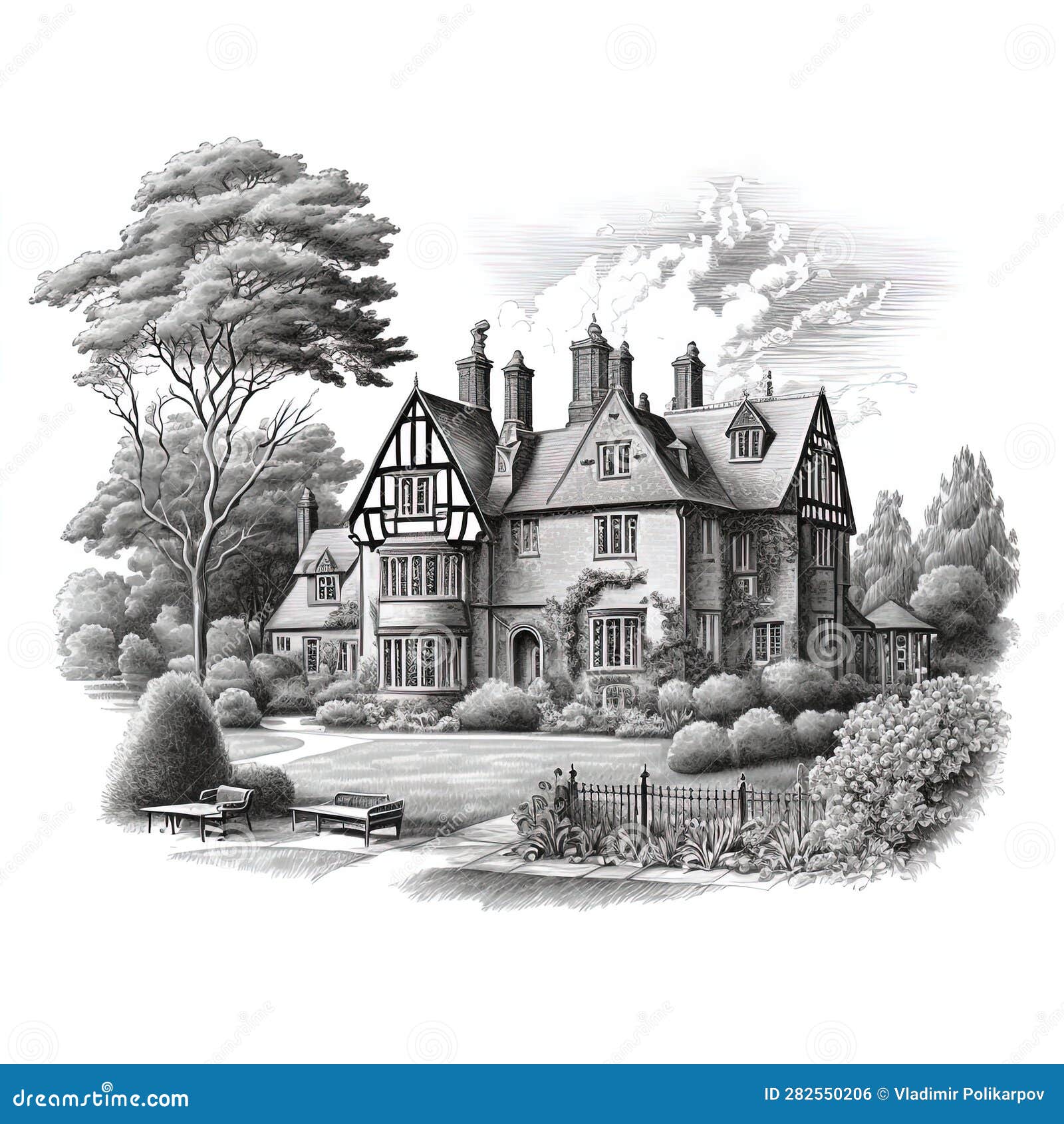 English Manor. Generated by AI Stock Illustration - Illustration of ...