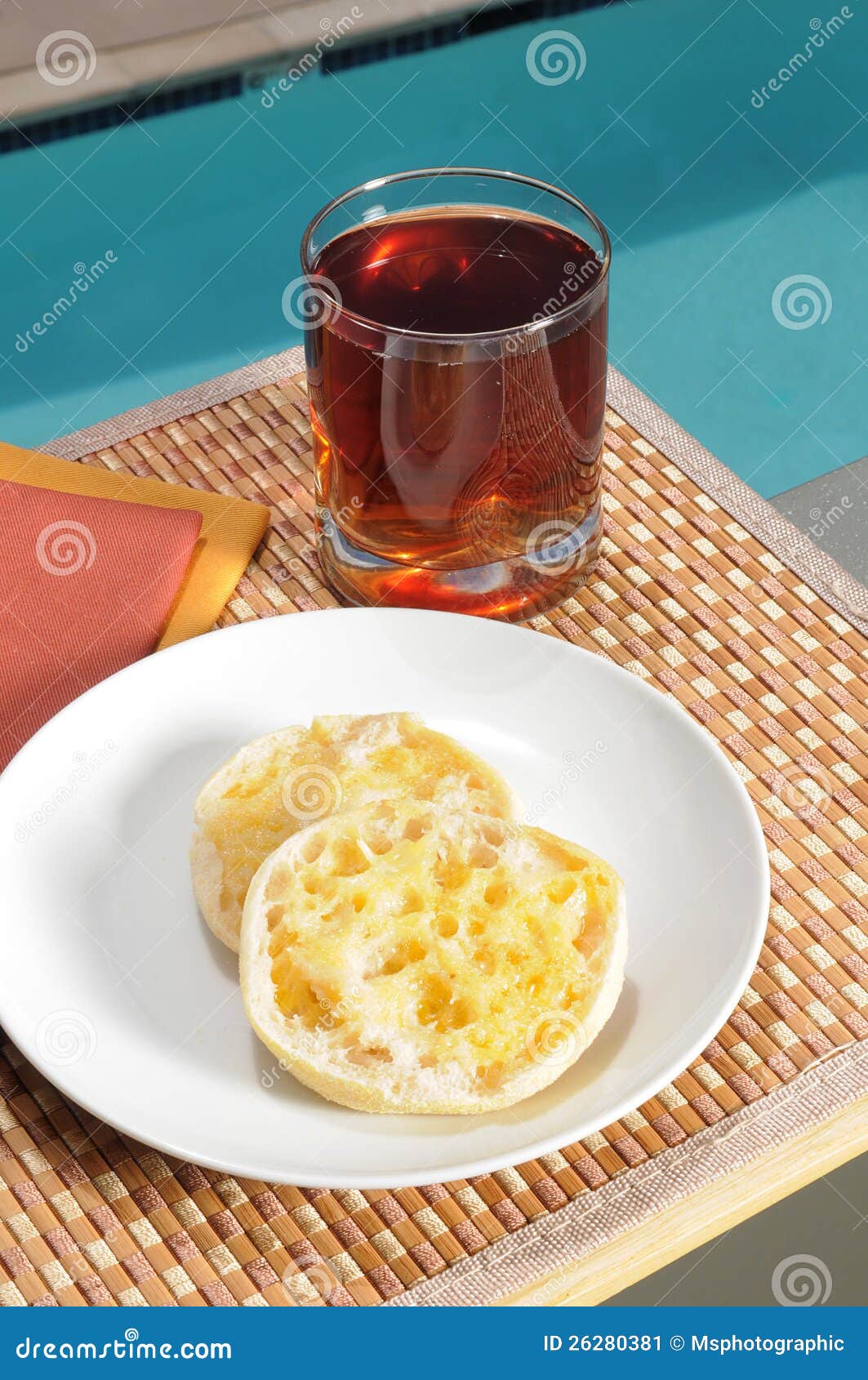 English muffin and juice stock image. Image of outdoors - 26280381