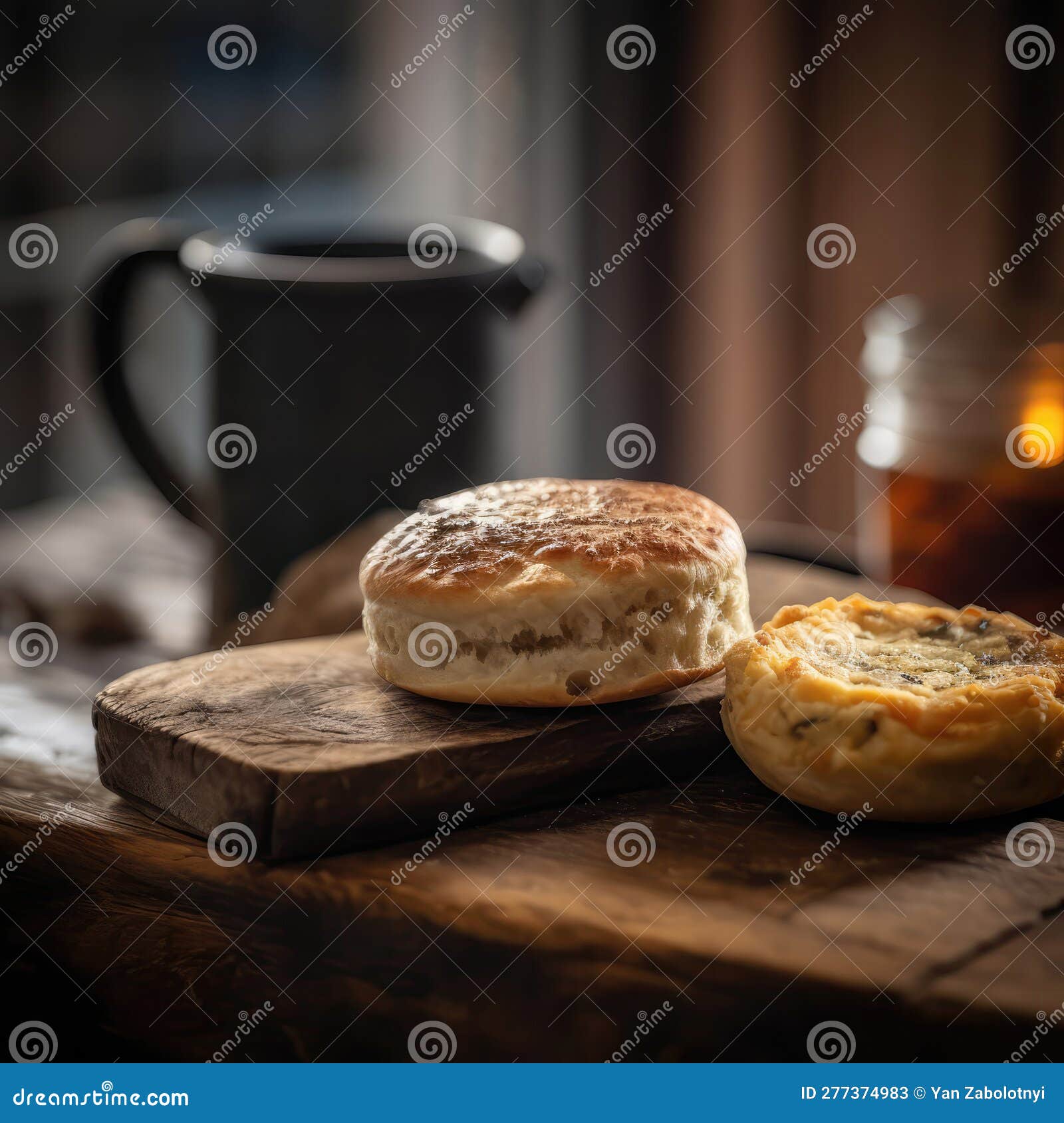 English Muffin on Stone in Rustic Pub. Generative AI Stock Illustration ...