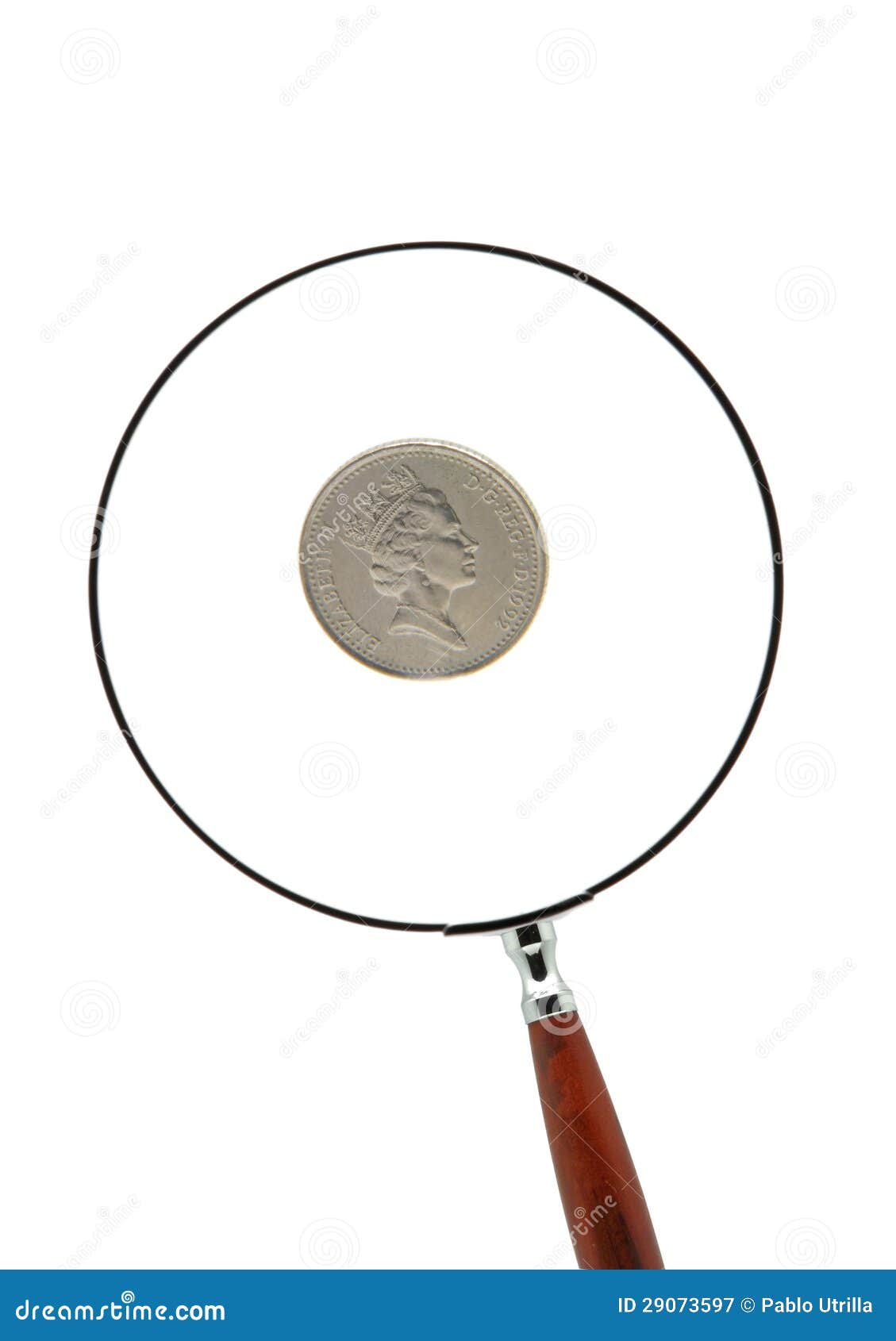 English One Pound Coin Behind a Magnifying Glass Editorial Photography ...